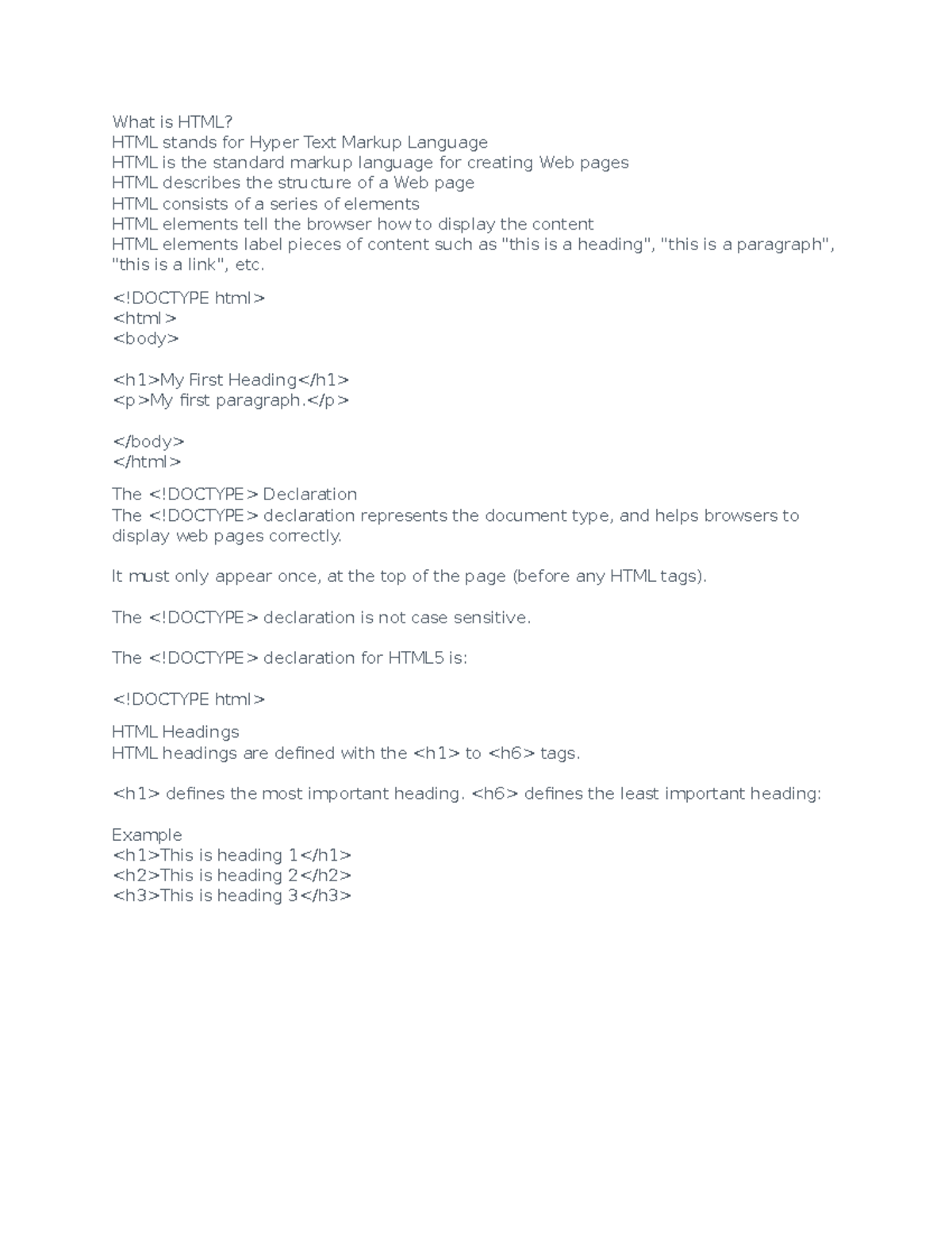 Basics Of Html Lecture Notes 1 What Is Html Html Stands For Hyper Text Markup Language Html 2138