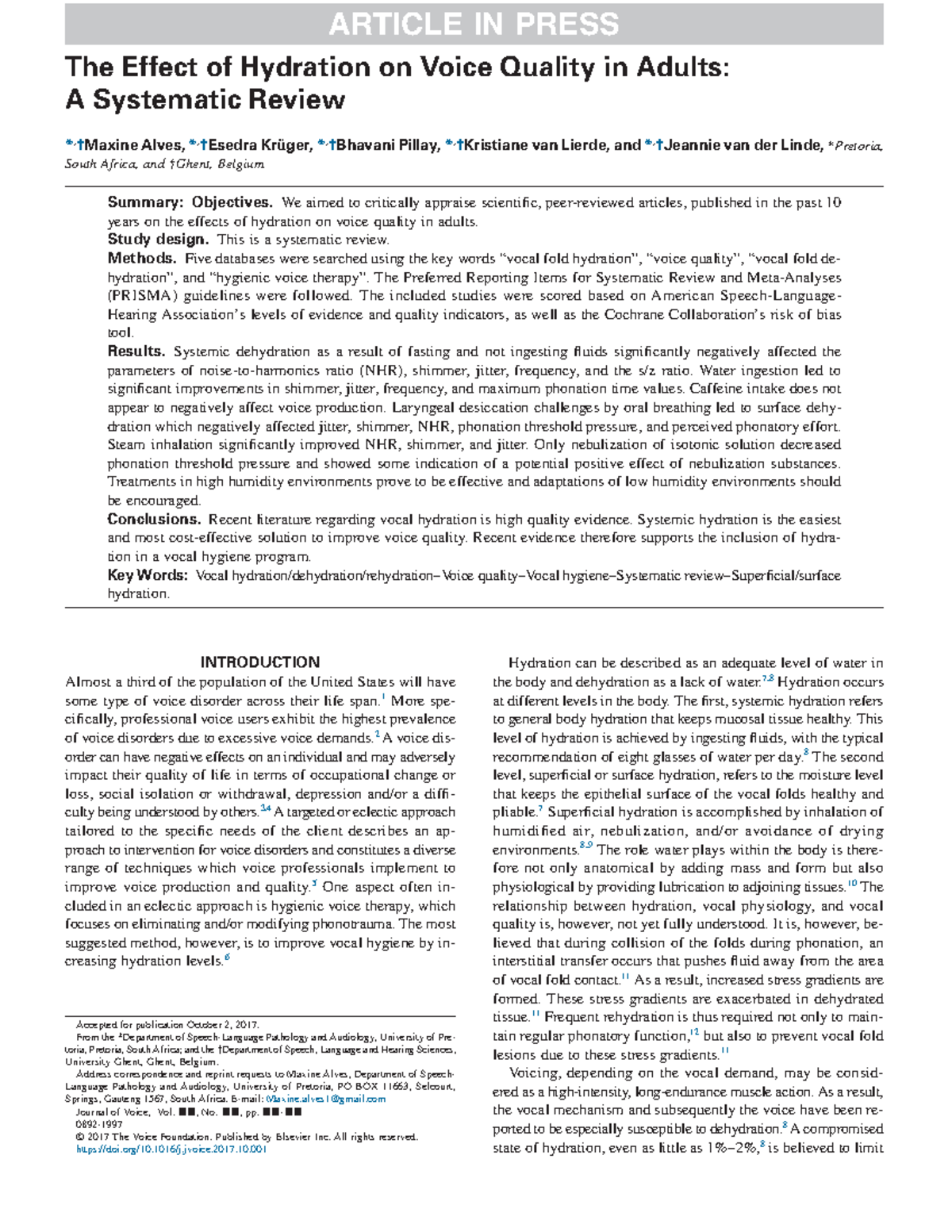 The effect of hydration on voice quality in adults - The Effect of ...