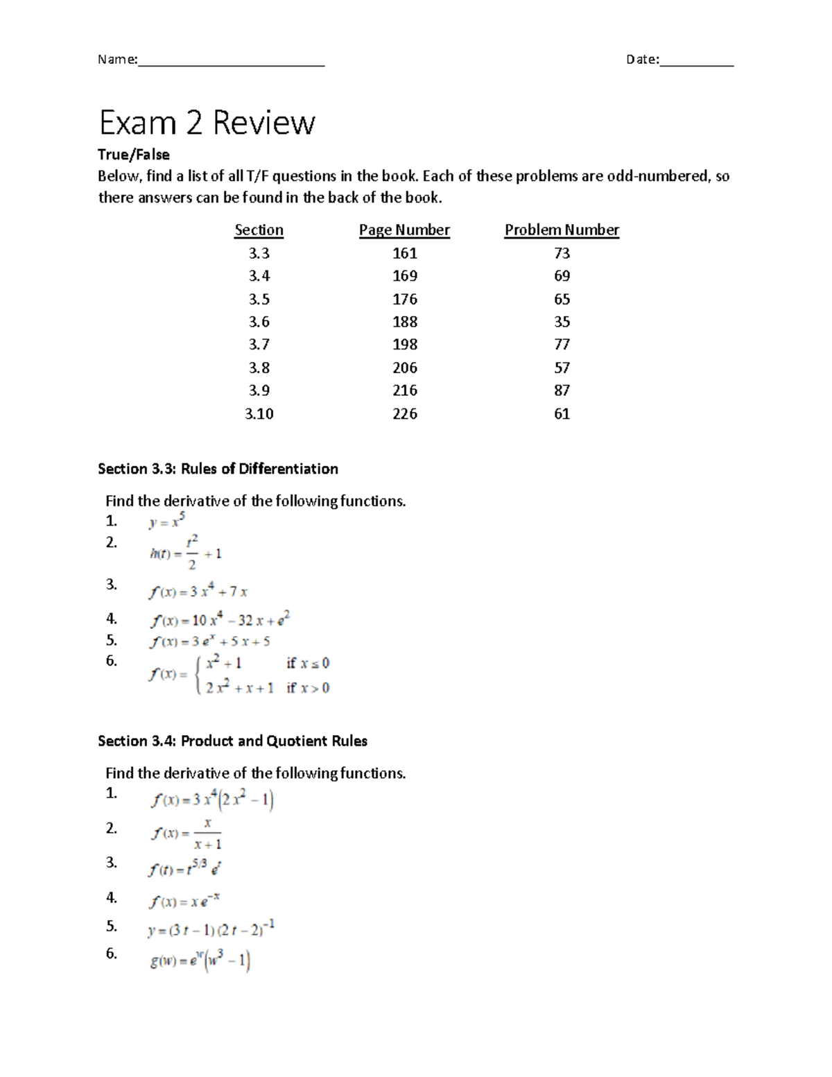 Exam 2 Review - NOTES - Warning: TT: undefined function: 32 Name