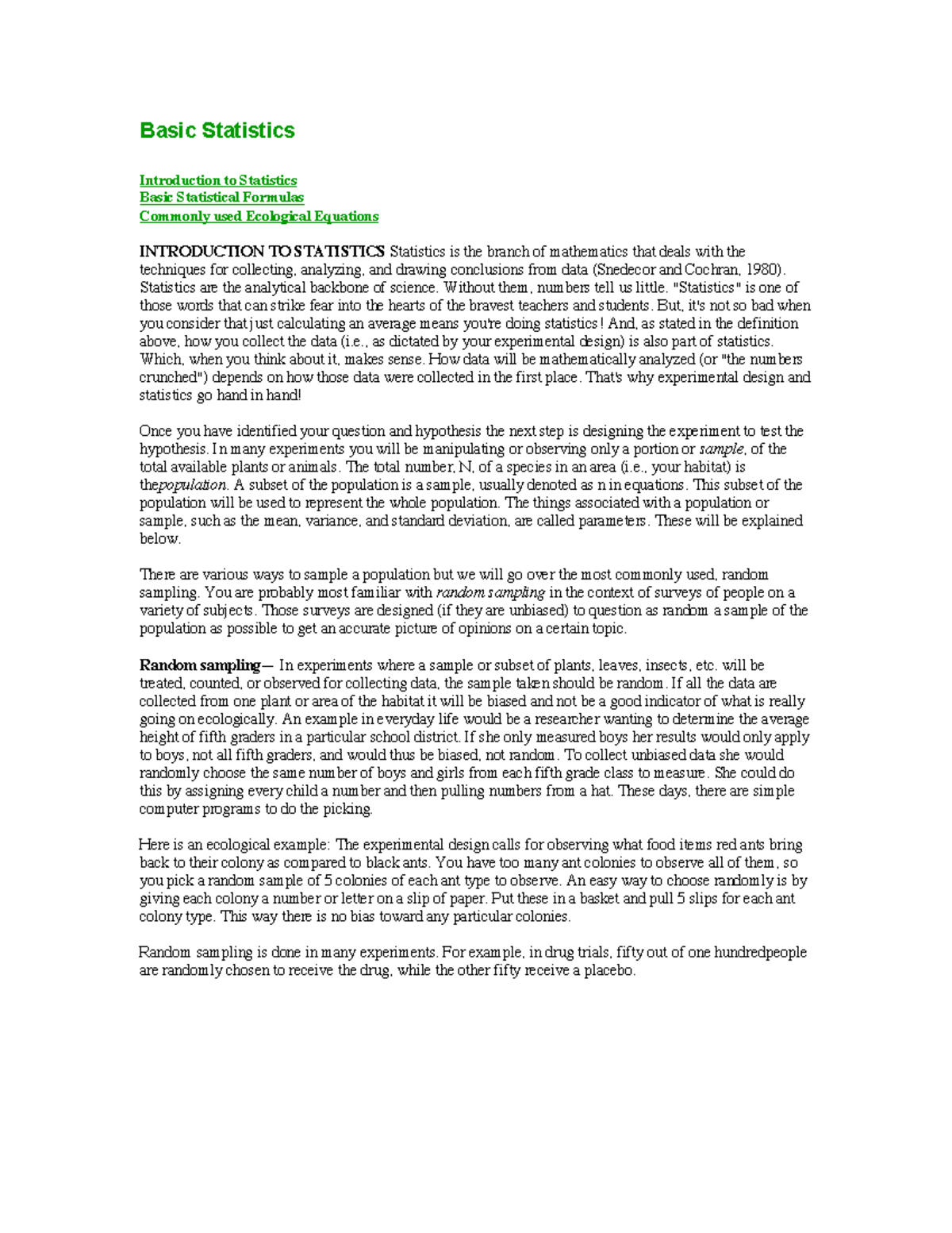 Basic Statistics - Basic Statistics Introduction to Statistics Basic ...