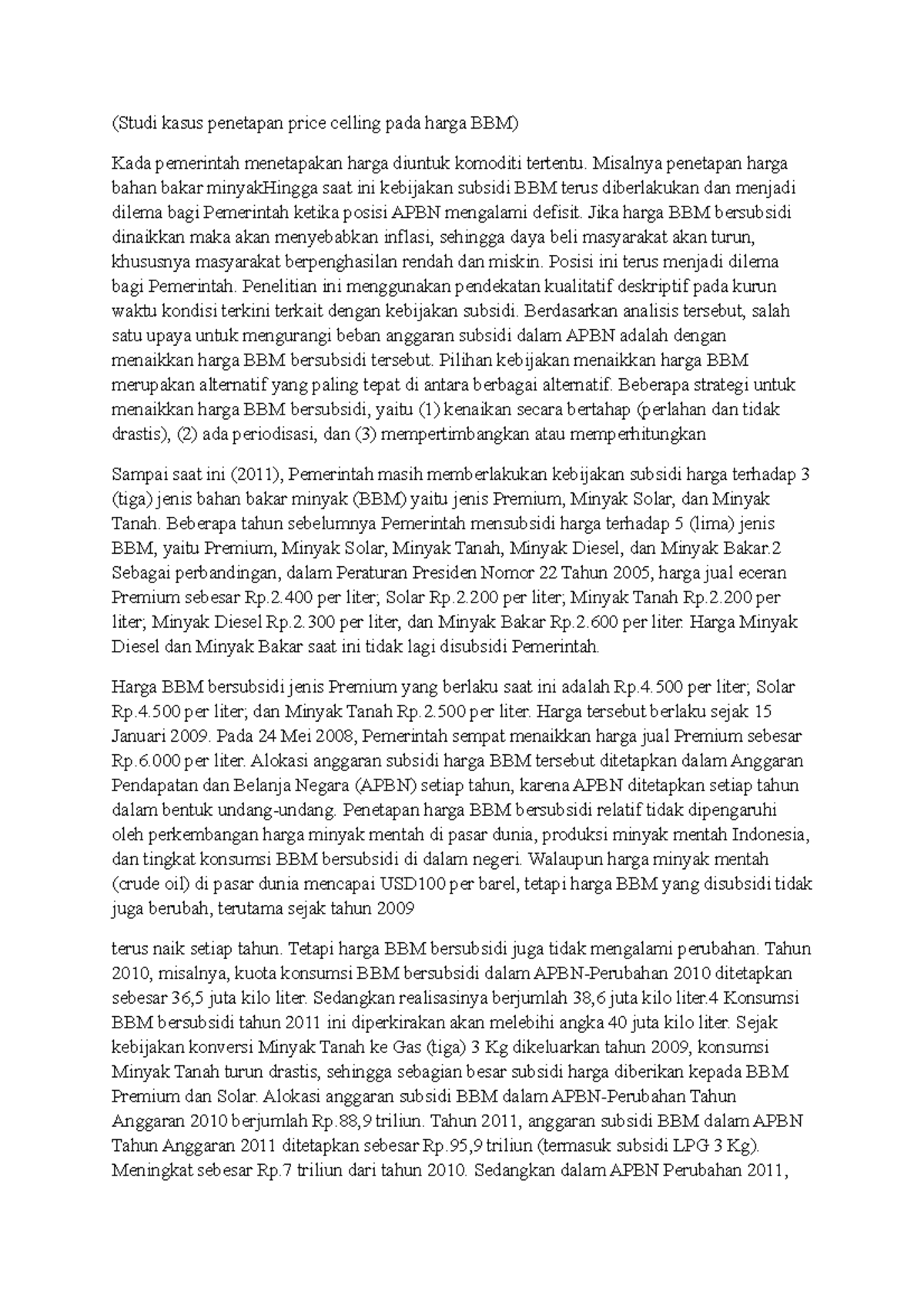 Herni Oktaviani 3A Manajemen tgs ( Mikro)Studi kasus penetapan price celling pada harga BBM ...