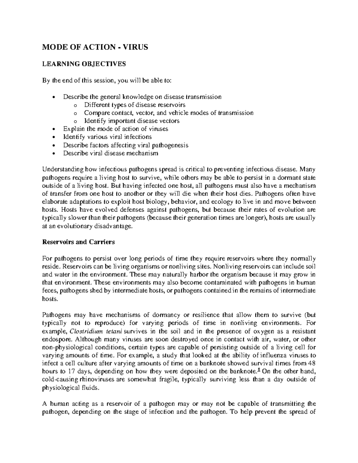 Mode of action - virus - MODE OF ACTION - VIRUS LEARNING OBJECTIVES By ...