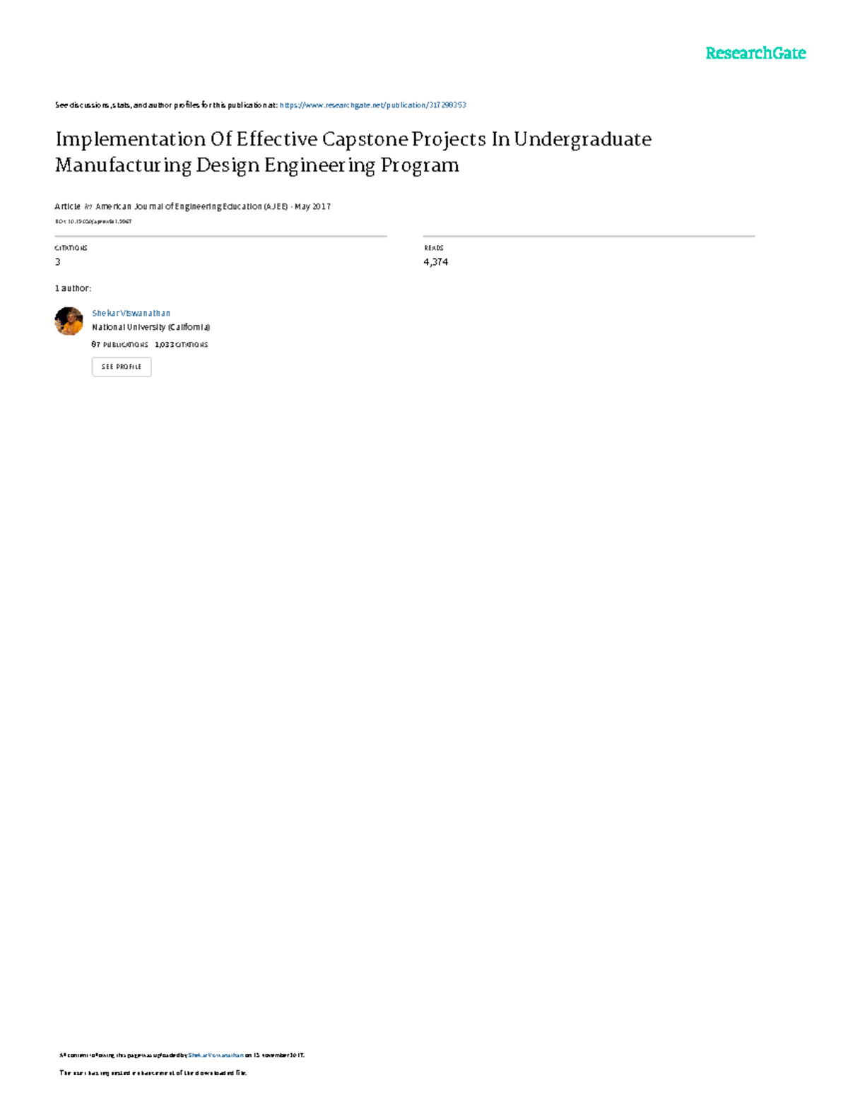 Implementation Of Effective Capstone Projects In U - See discussions ...