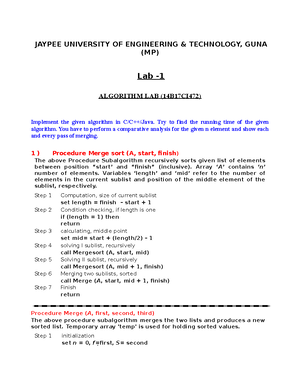 Lab-2 - this lab file which required to submit in every lab session - JAYPEE UNIVERSITY OF - Studocu