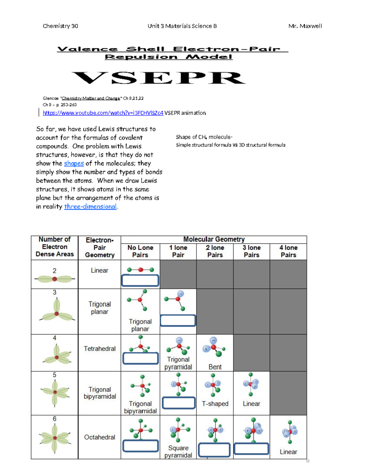 Chem 30 Materials Sc - His work - Glencoe “Chemistry Matter and Change ...