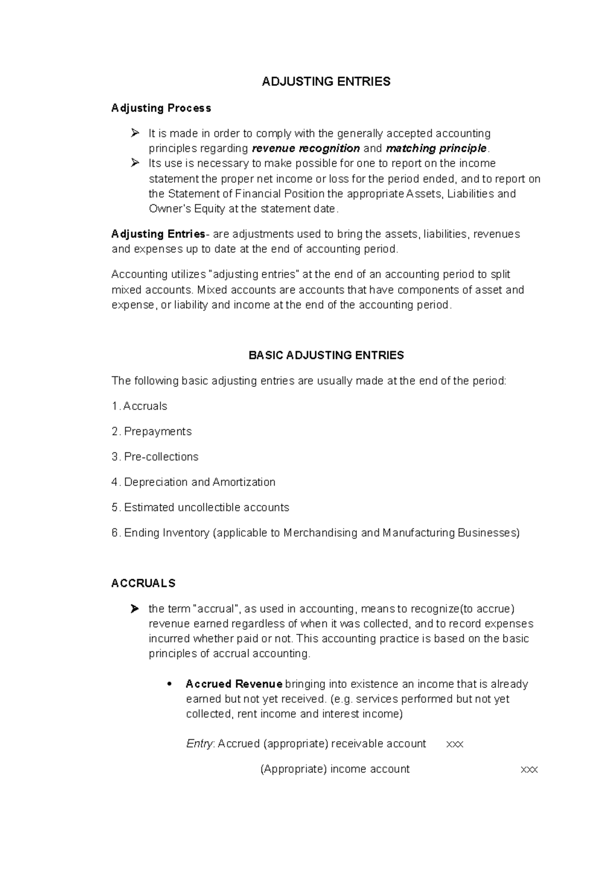 Adjusting- Entries - Accountancy - ADJUSTING ENTRIES Adjusting Process ...