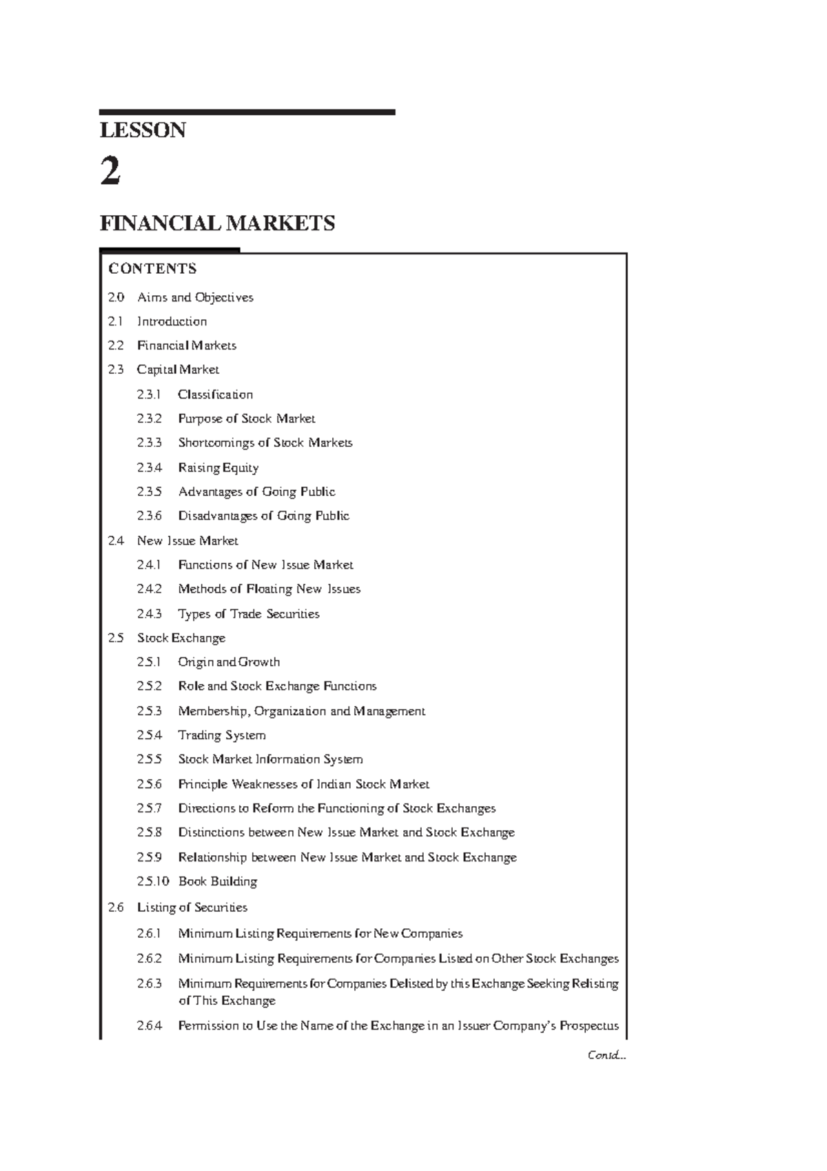 Lesson 02 - 2nd - LESSON 2 FINANCIAL MARKETS CONTENTS 2 Aims and ...