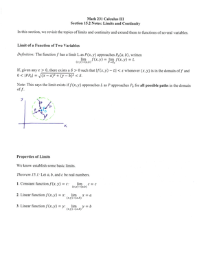 Calc III- module 16 (16.2) - MATH 231 - Studocu