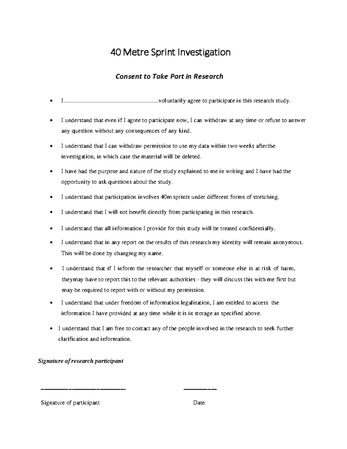 Participant Consent Form Template 40 Metre Sprint Investigation Consent To Take Part In participant-consent-form-template-40-metre-sprint-investigation-consent-to-take-part-in