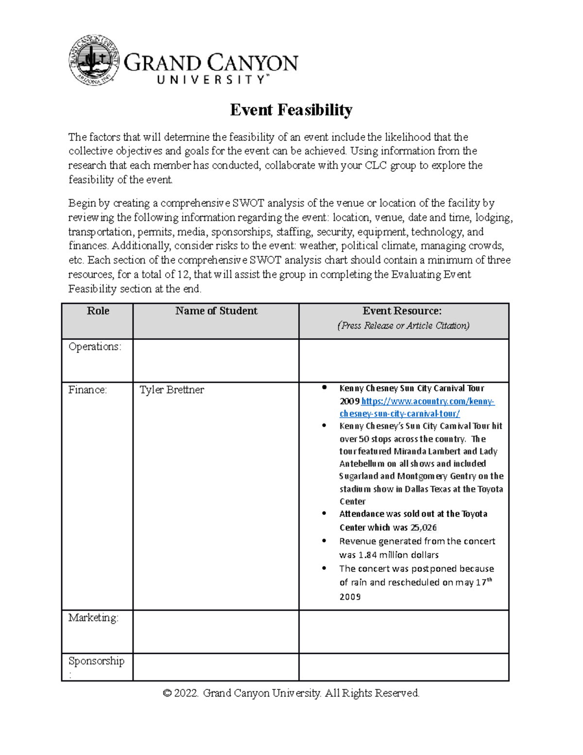 BUS-372-RS-Event Feasibility - Event Feasibility The factors that will ...