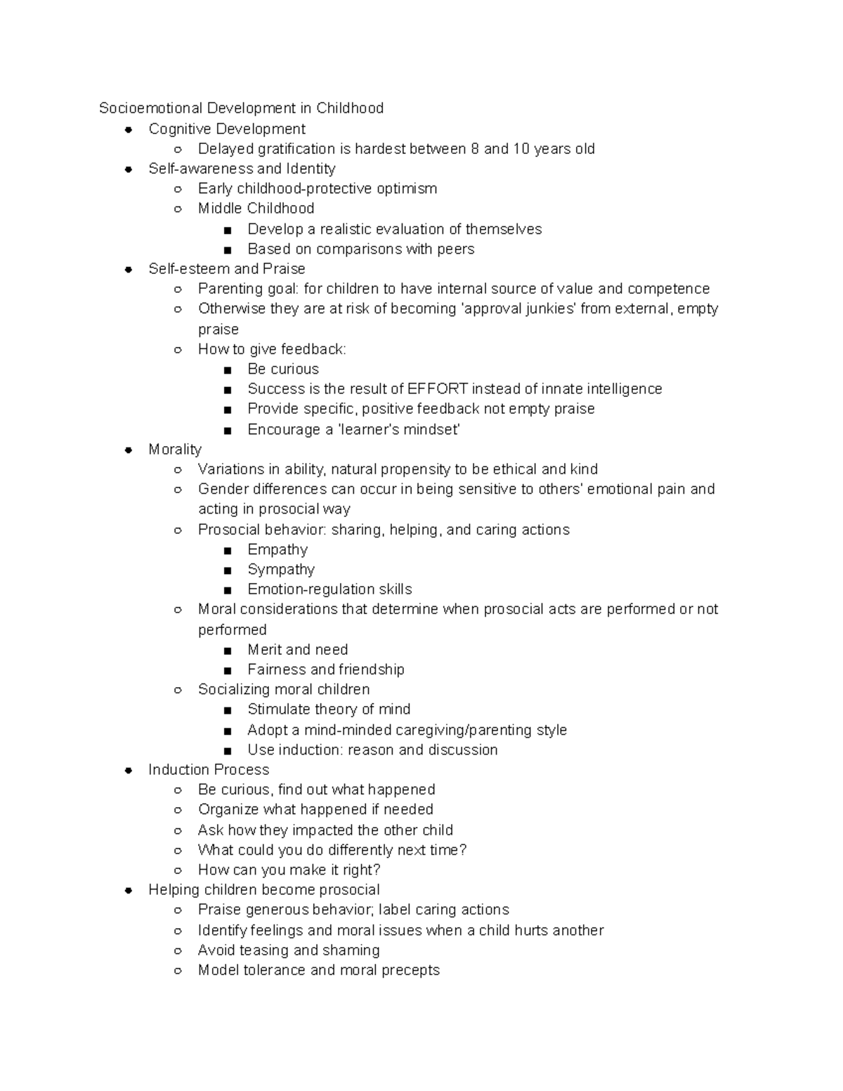 Individual and Family Development: Lifespan Notes 10/5 - Socioemotional ...
