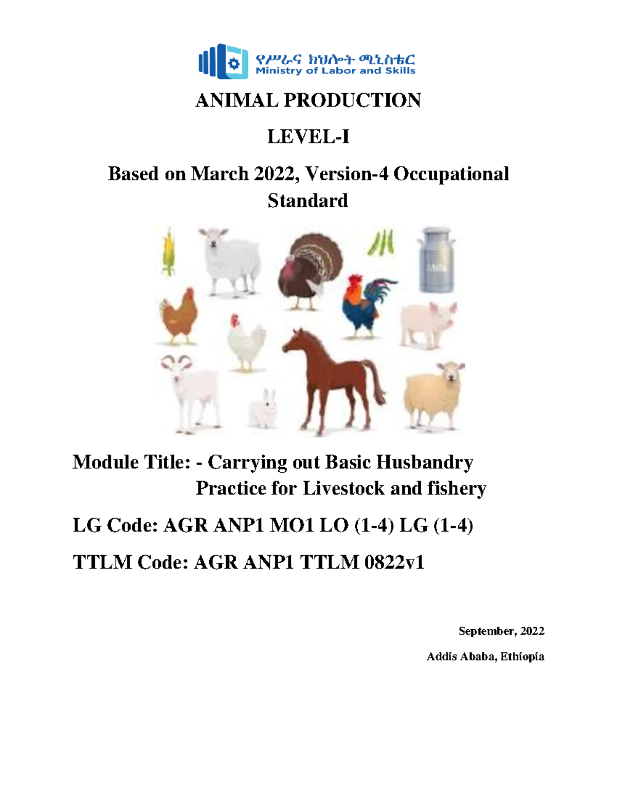1-M-Livestock& Fishery - ANIMAL PRODUCTION LEVEL-I Based on March 2022 ...