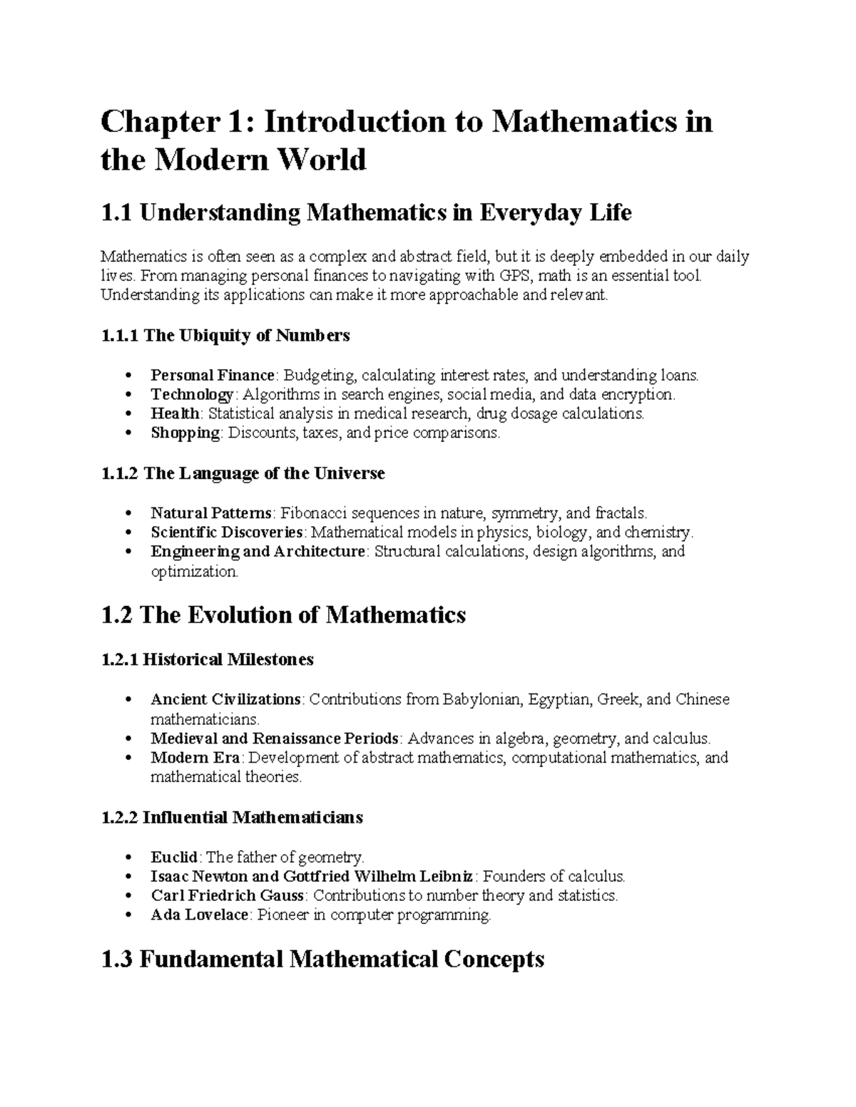 Chapter 1 - Summary Mathematics in the Modern World - Chapter 1 ...