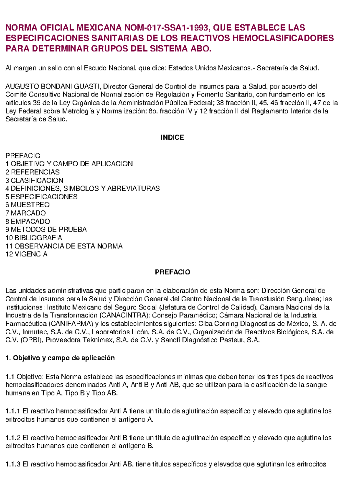 NOM 017 SSA1 1993 - norma - NORMA OFICIAL MEXICANA NOM-017-SSA1-1993 ...