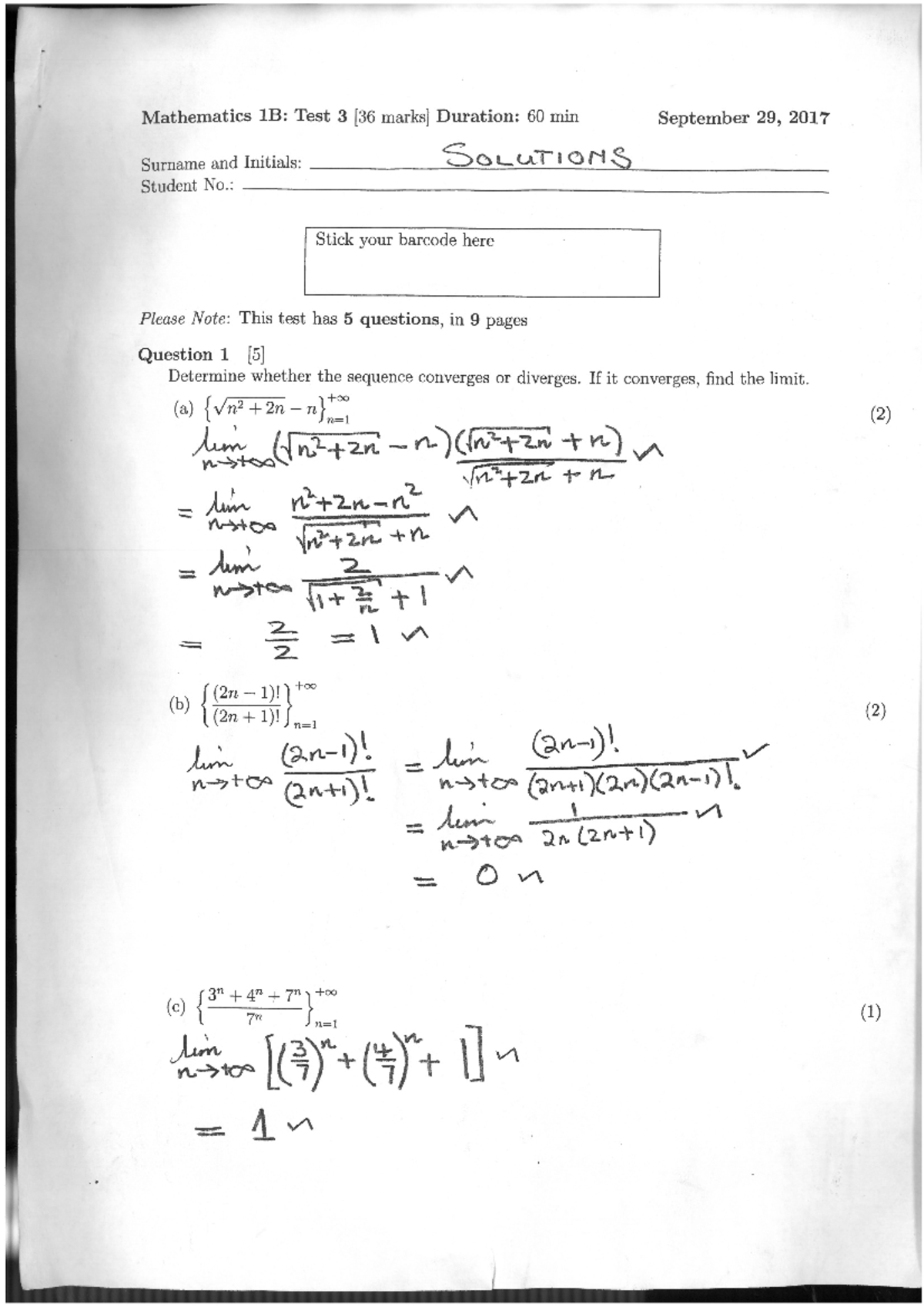 MATH 141 TEST 3 2016 solutions - MATH141 - Studocu