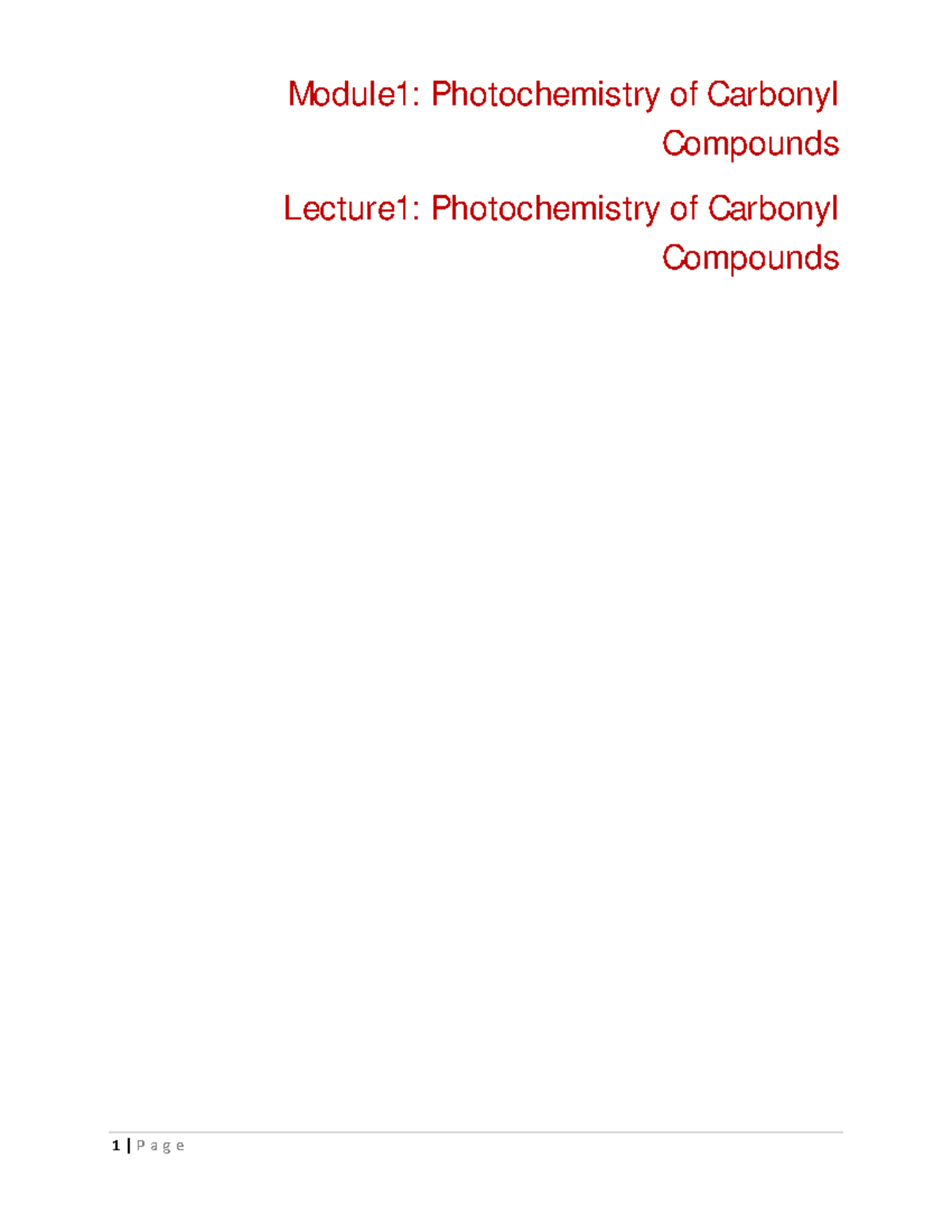 Mod1l1 - Organic Chemistry - Module1: Photochemistry of Carbonyl ...