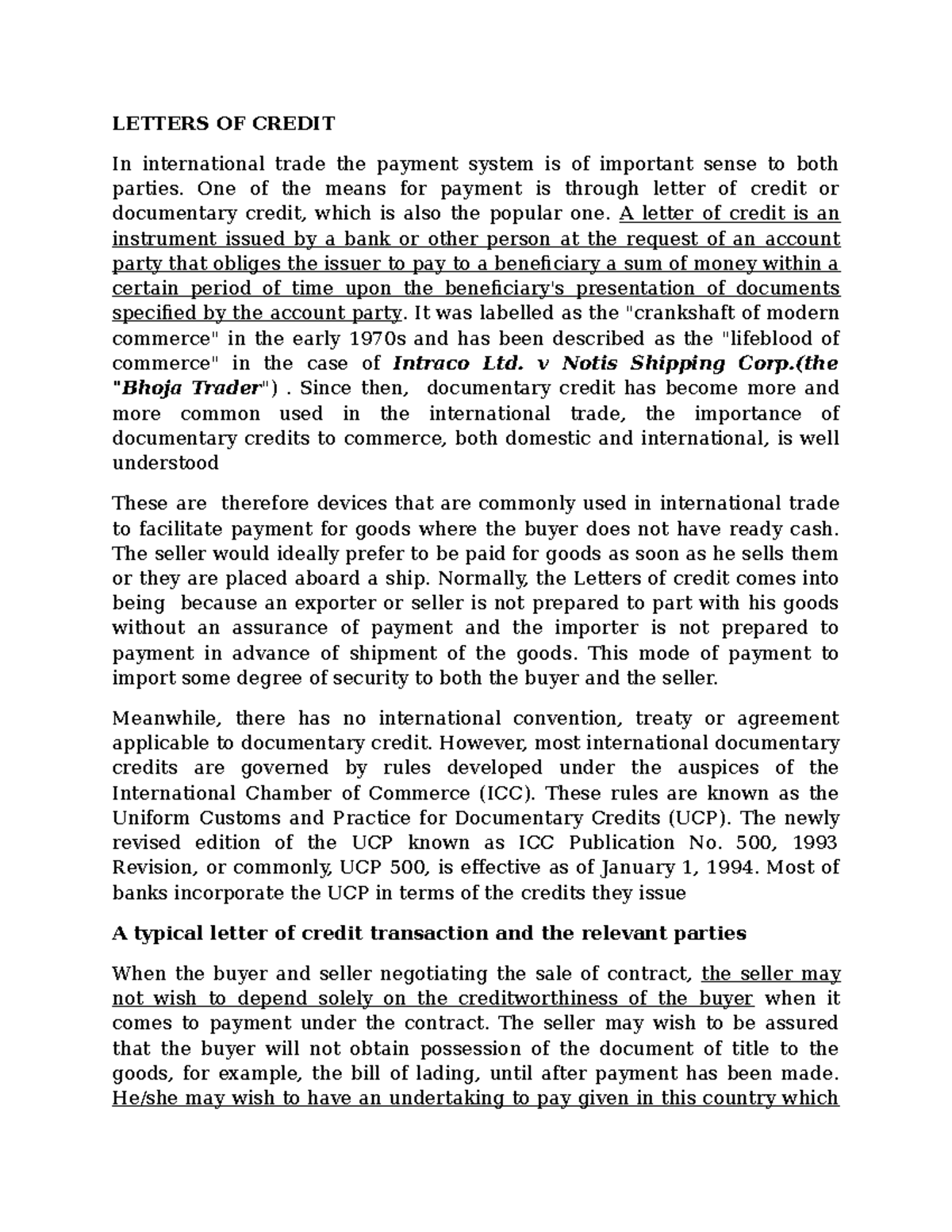 Letters of credit - making international trade law easy - LETTERS OF ...