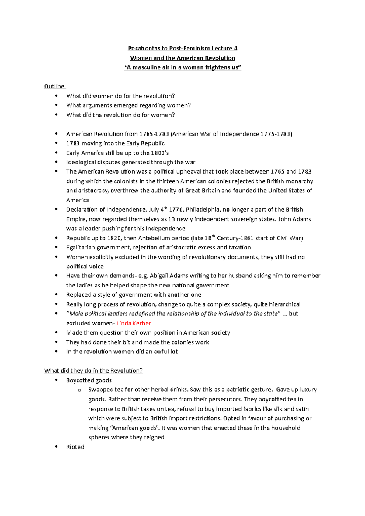 Pocahontas Lecture 4 - Pocahontas to Post- Feminism Lecture 4 Women and ...