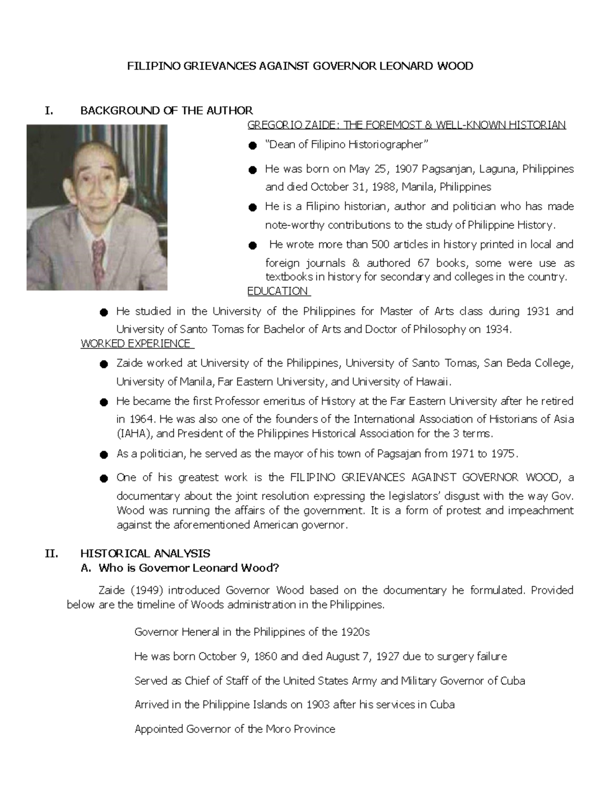 Activity 8 Written Report - FILIPINO GRIEVANCES AGAINST GOVERNOR ...
