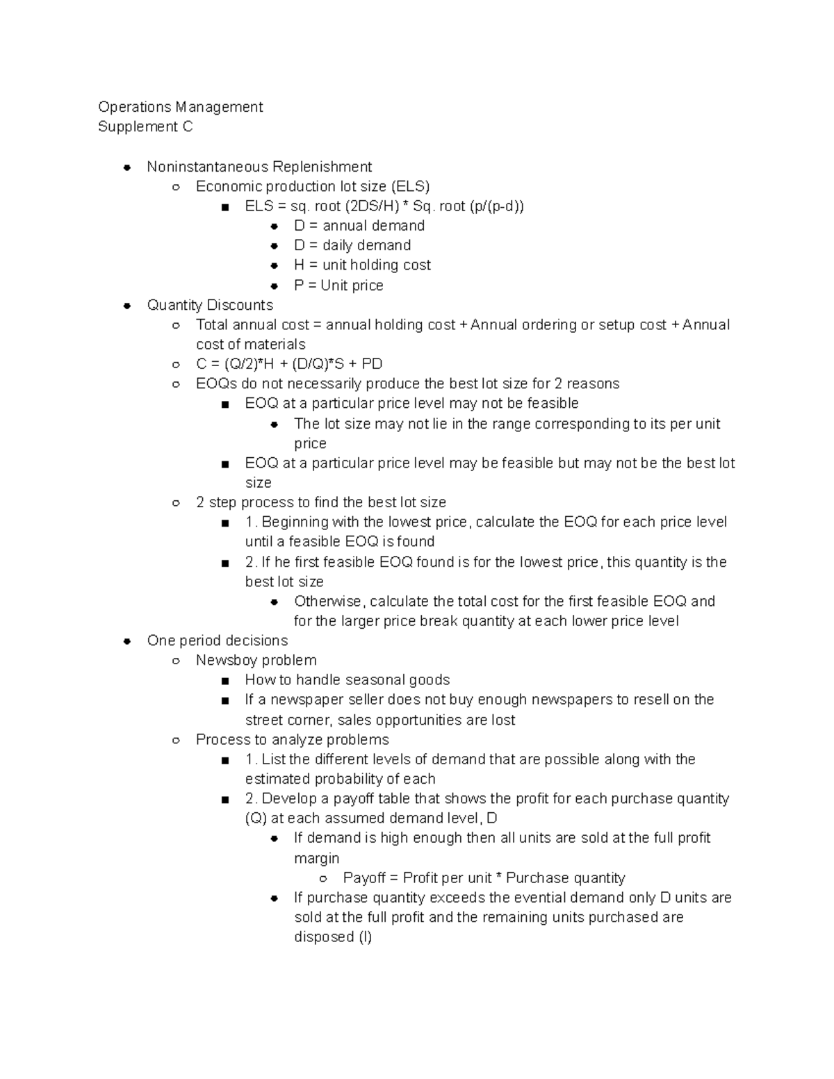 Supplement C - Professor Arthur Hudson - Operations Management ...