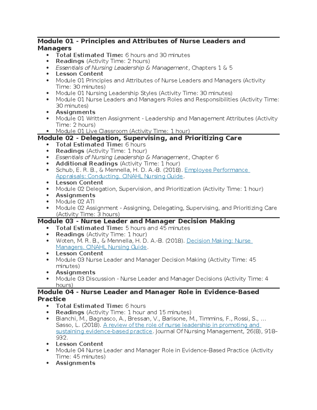 Leadership Coursework - Module 01 - Principles and Attributes of Nurse ...
