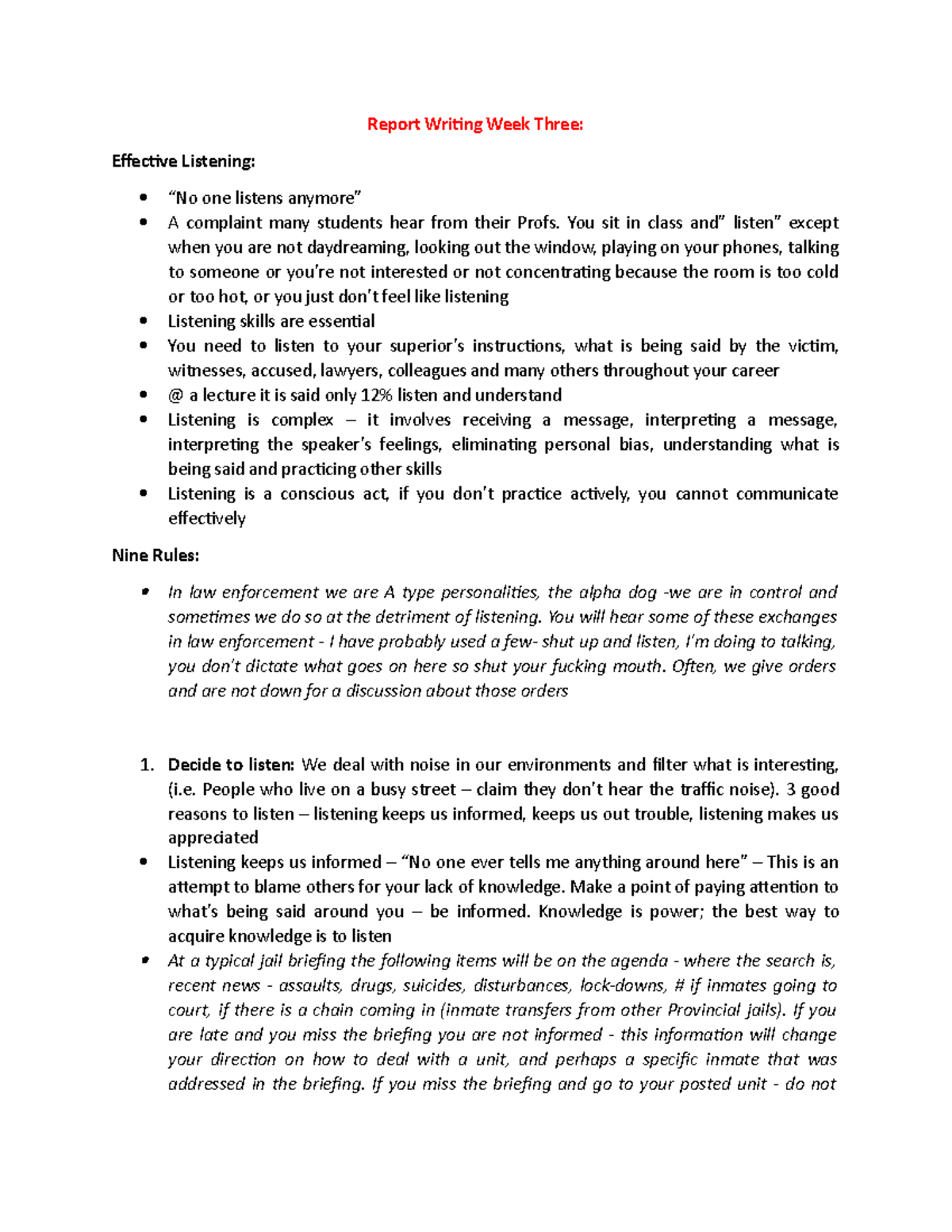 Report Writing Week Three - Report Writing Week Three: Effective ...