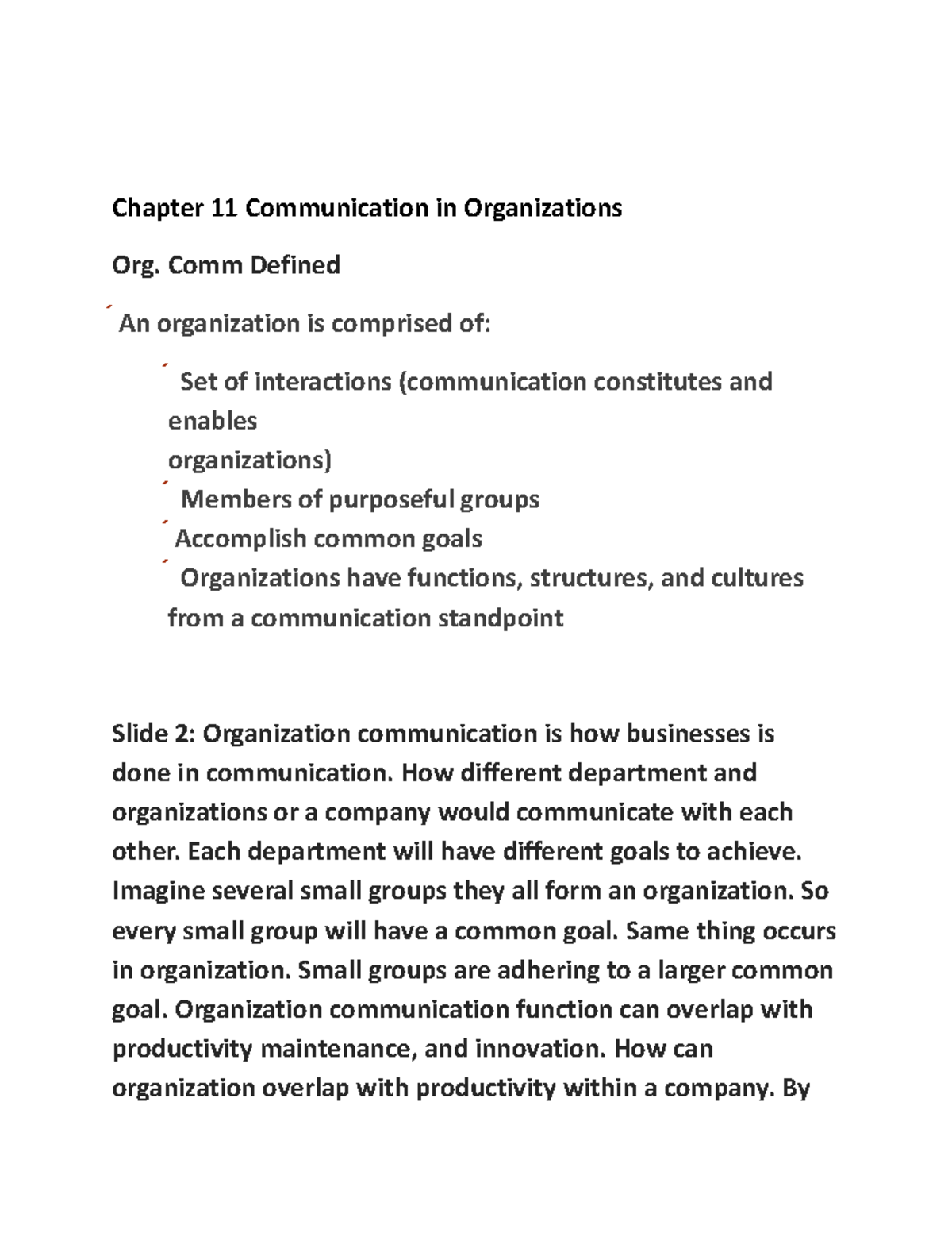 COMM 1011_Ch.11_Communication in Organizations - Chapter 11 ...