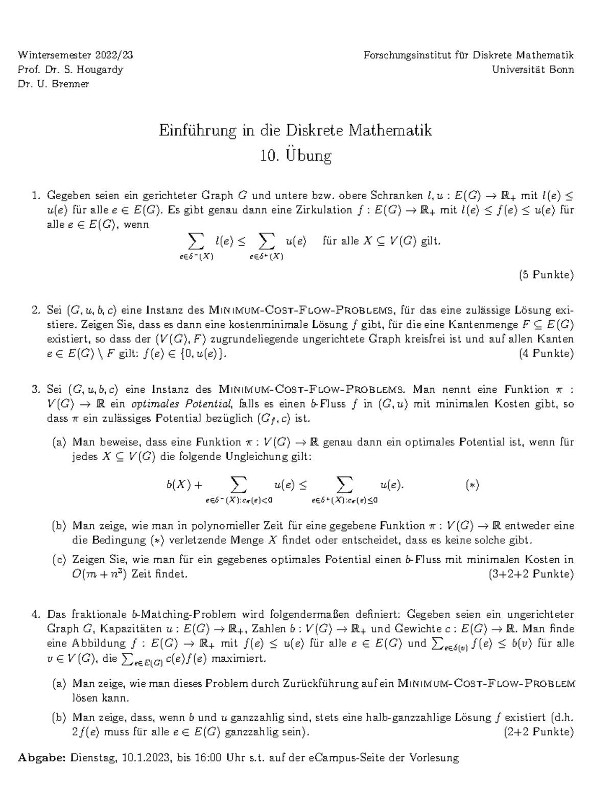 11 Präsenzblatt- Einführung in die Diskrete Mathematik - Wintersemester ...