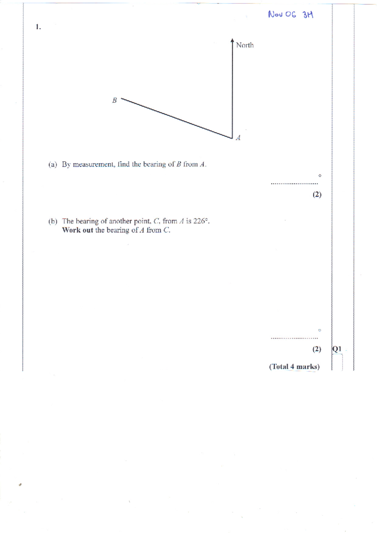 Bearings-practice-questions for use in IGCSE paper - Nov 06 3H 1. North ...