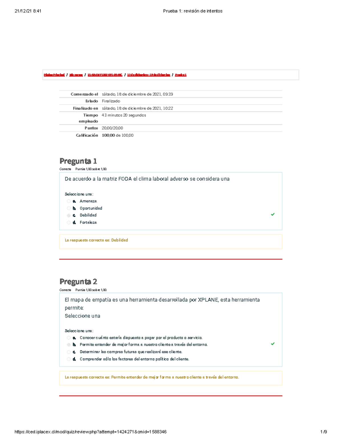 Prueba 1 revisión de intentos - Página Principal / Mis cursos / 21-5B ...