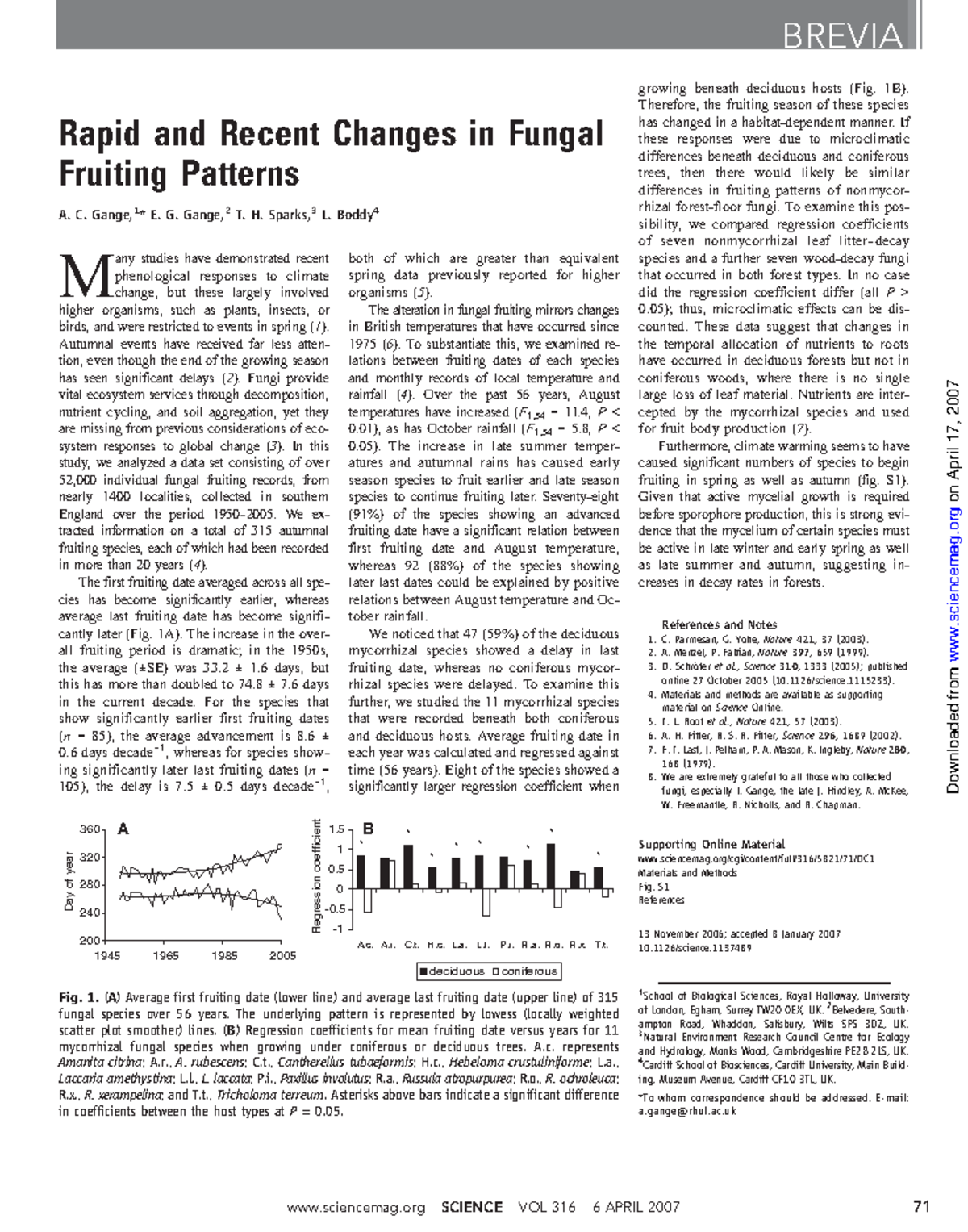 1 Fungal fruiting bodies - Rapid and Recent Changes in Fungal Fruiting ...
