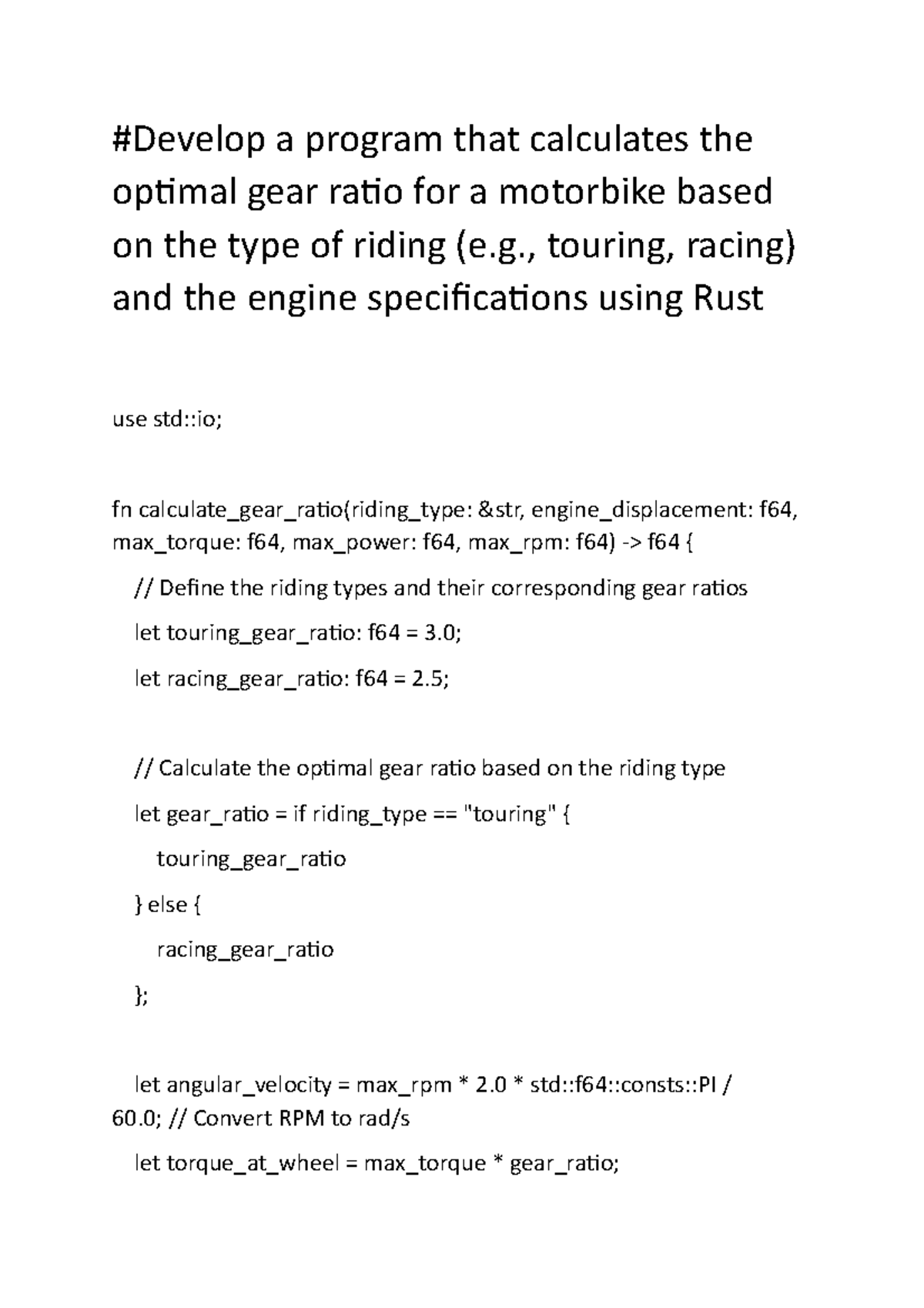 Develop A Program That Calculates The Optimal Gear Ratio Rust Develop A Program That