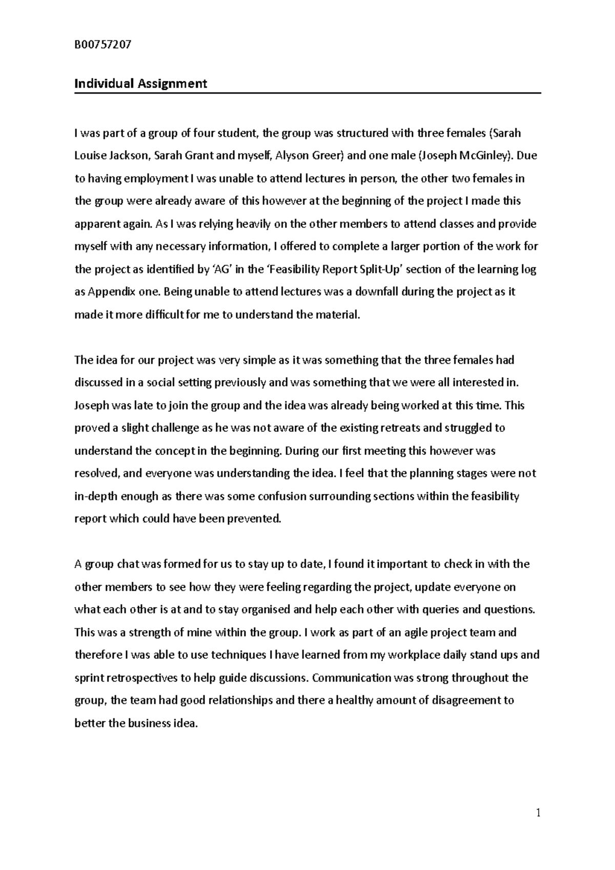 Assignment 2-individual - Individual Assignment I was part of a group ...