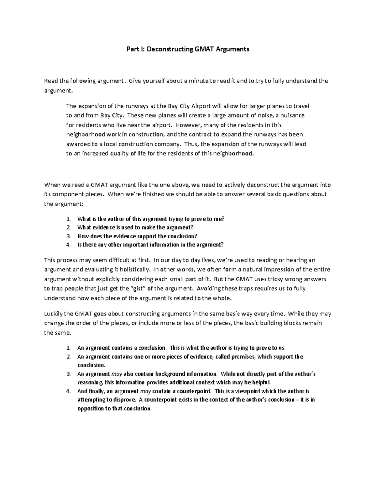 CR Argument Structure and Methods Chapter - Part I: Deconstructing GMAT Arguments Read the ...