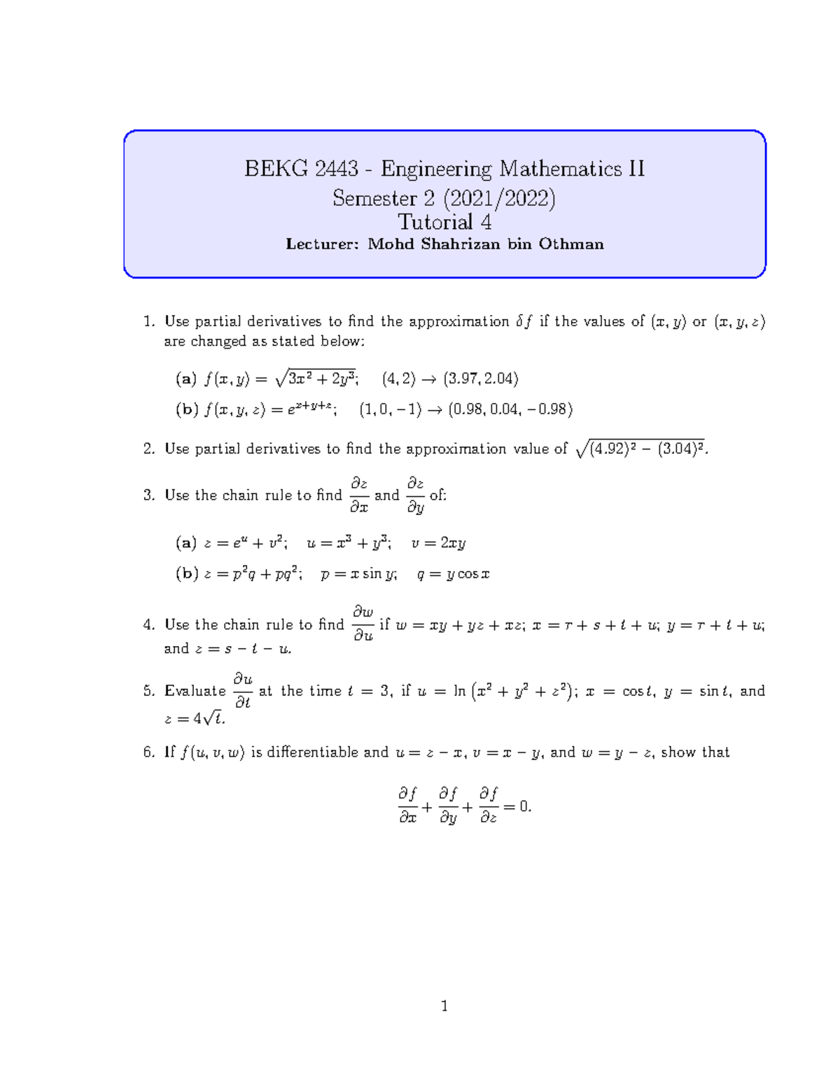 engineering math 2 dacs2212 - BEKG 2443 - Engineering Mathematics II ...