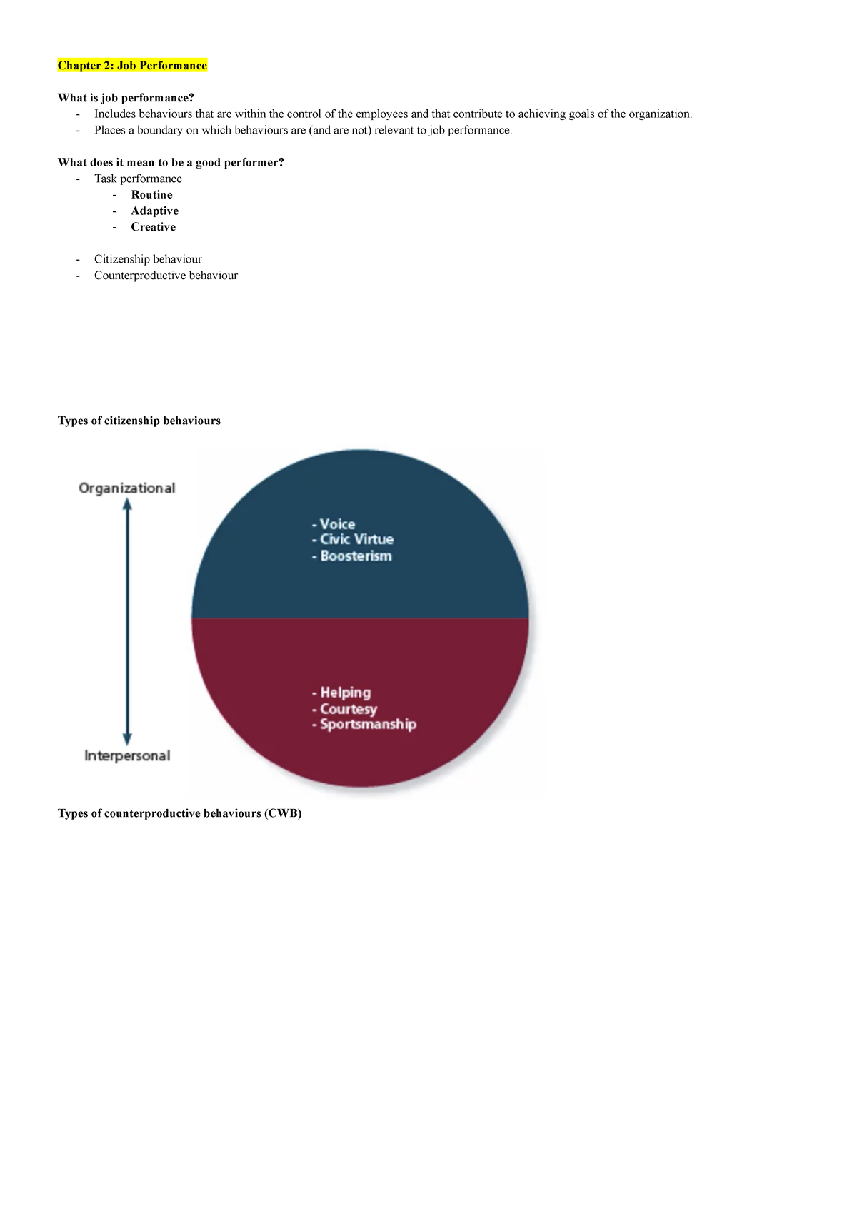 Organizational Behaviour Notes - Chapter 2: Job Performance What is job ...