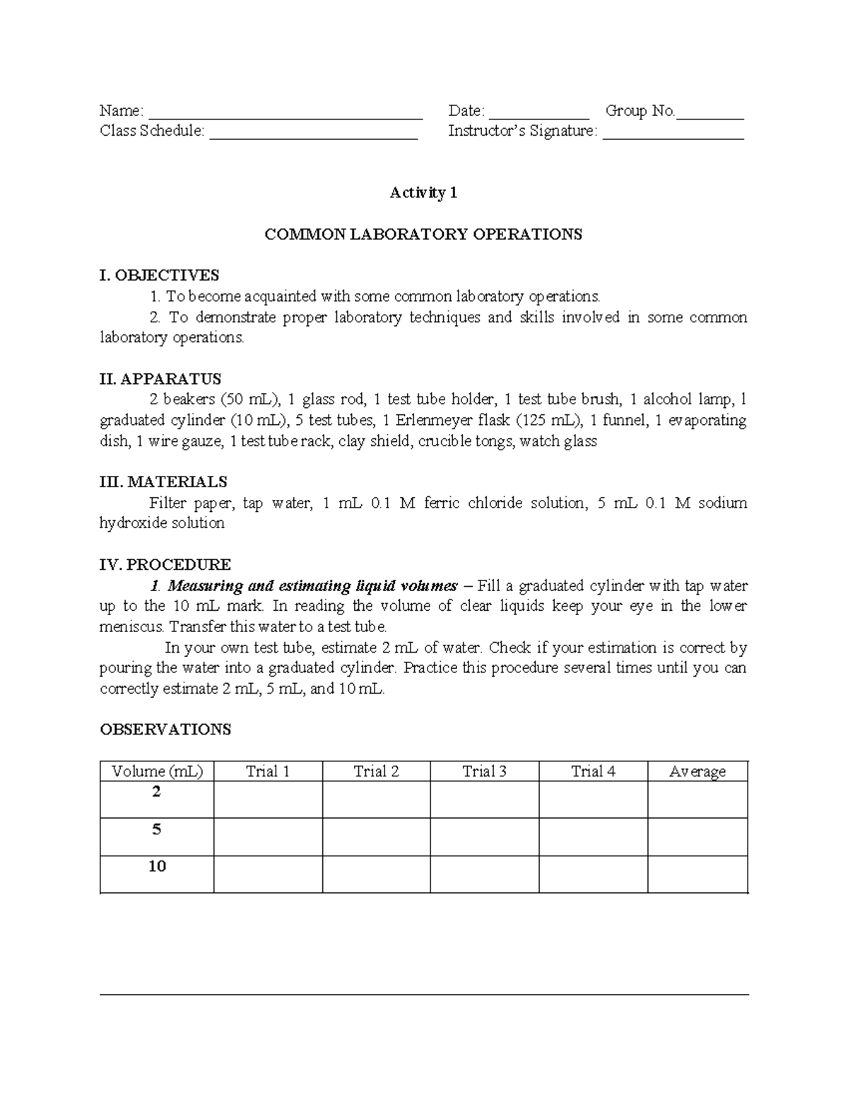 Activity-1 Common-laboratory-operations-2 - Name ...