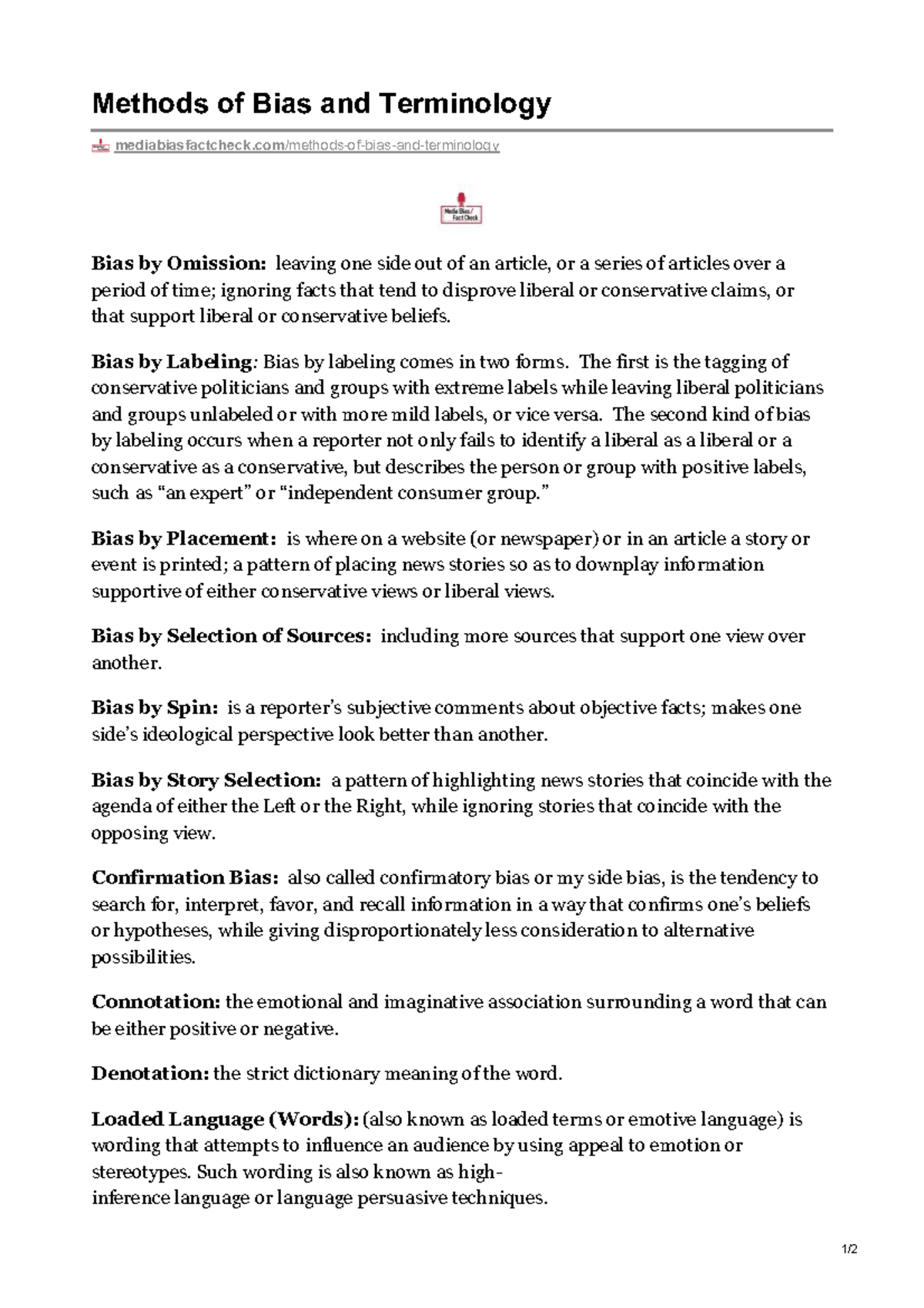 Methods of bias and terminology - Methods of Bias and Terminology ...