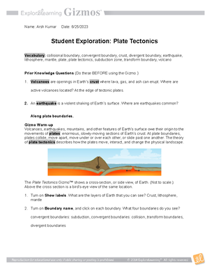 Plate Boundaries student Virtual Lab Guide - Virtual Lab: Plate ...