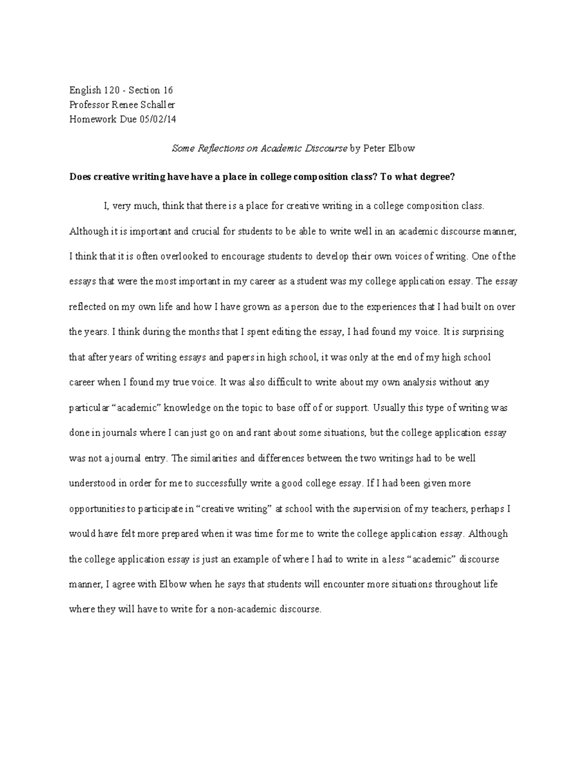 Due 05%2F02%2F14 - Professor Renee Schaller - English 120 - Section 16 ...
