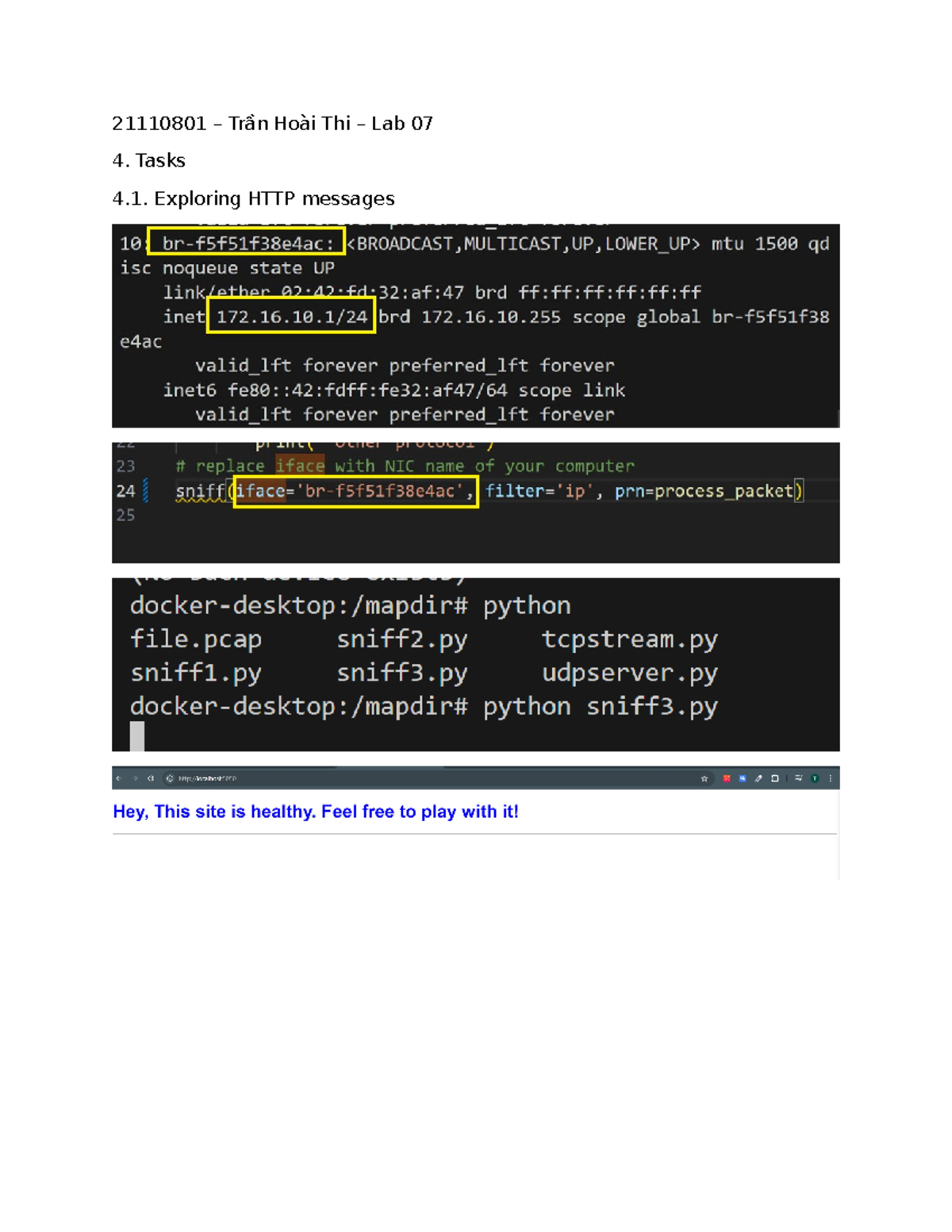 Lab07-HTTP protocol - 21110801 – Trần Hoài Thi – Lab 07 4. Tasks 4. Exploring HTTP messages The ...