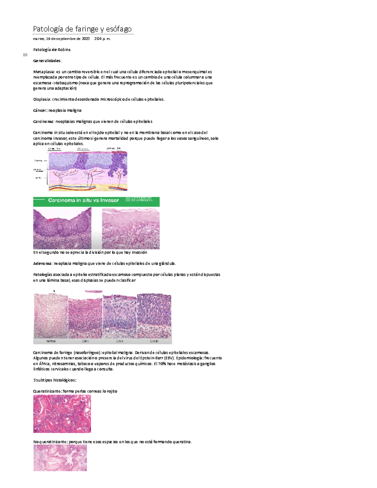 Patología de faringe y esófago - Patología de faringe y esófago martes ...