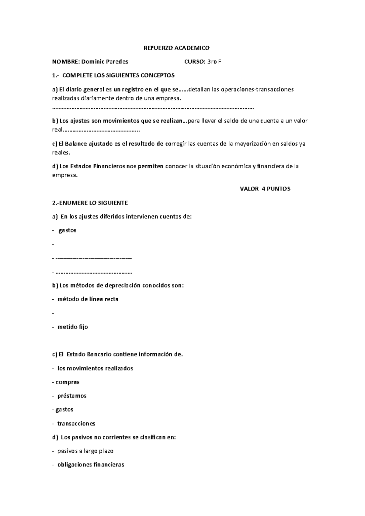 Refuerzo Dominic Paredes 3ro F - REFUERZO ACADEMICO NOMBRE: Dominic ...