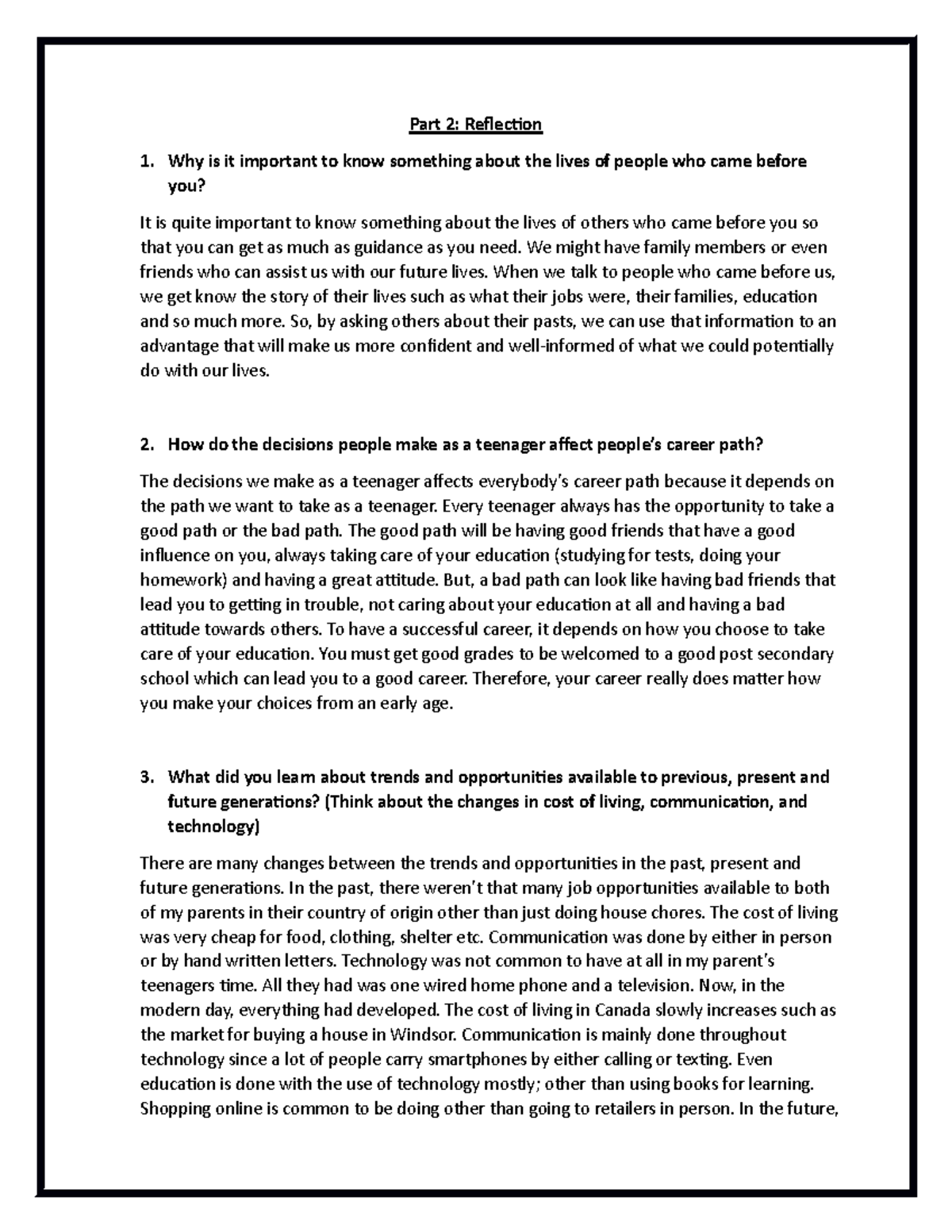 Interview Project Part 2 Reflection - Part 2: Reflection Why is it ...