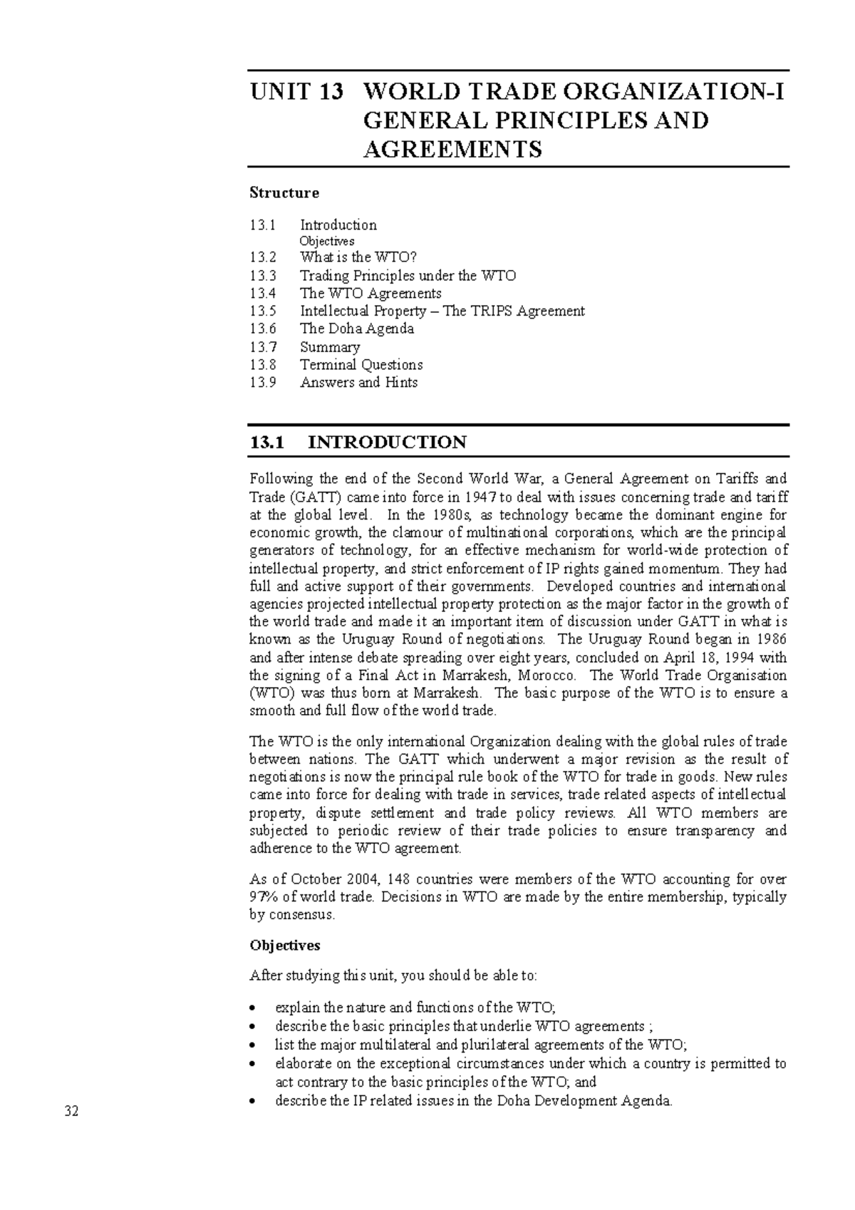 UNIT 13 WTO - interest - World Intellectual Property Organization (WIPO ...