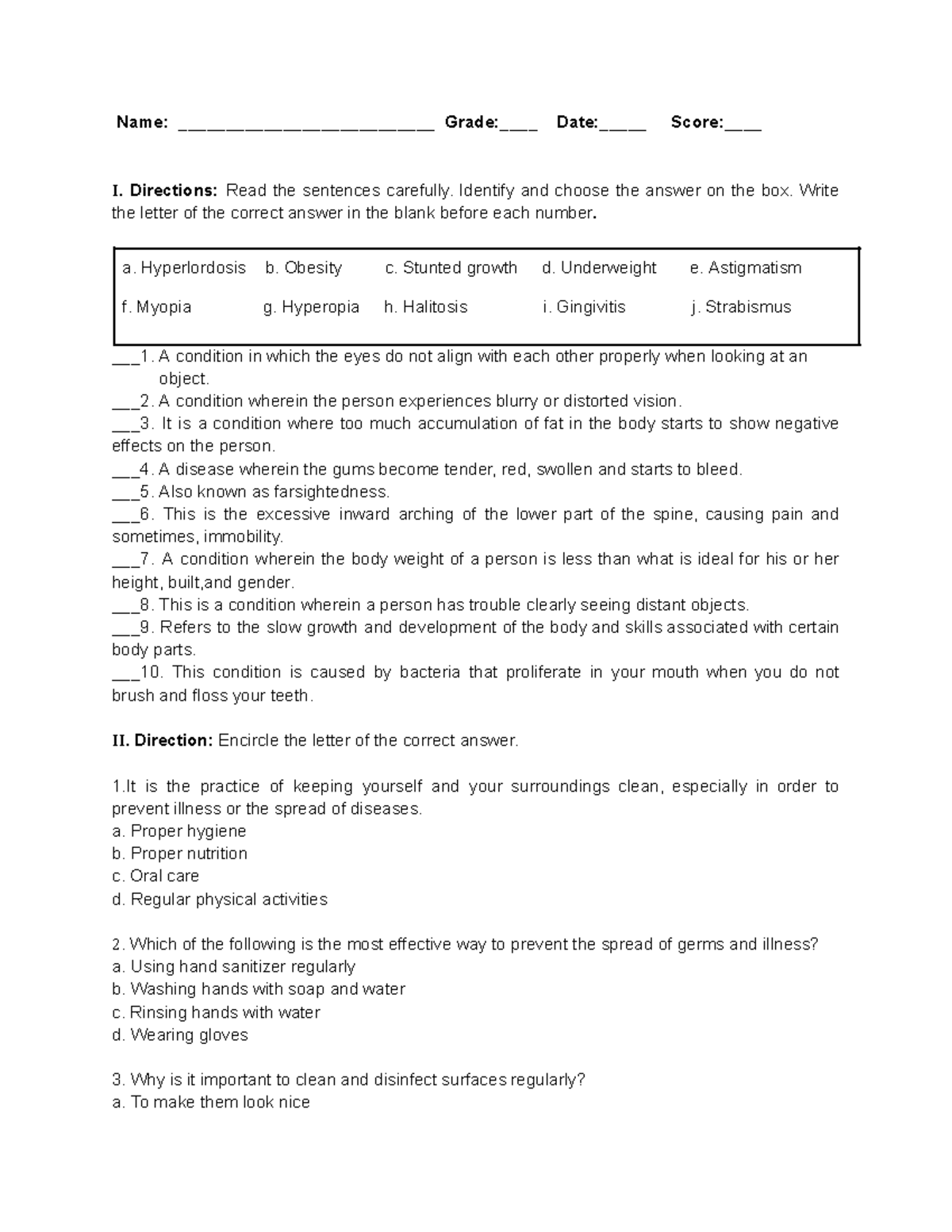 Summative TEST IN Health 6(L1 and L2) (1) - Name ...