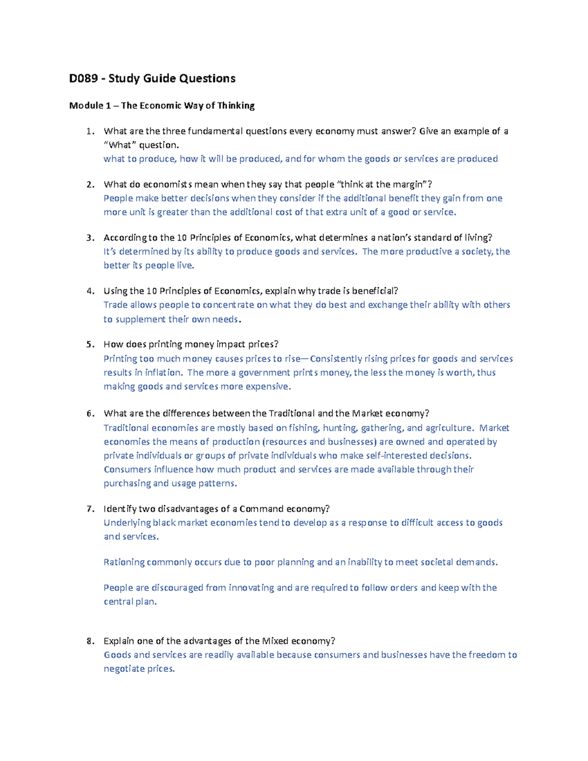 D089 Study Guide Questions - D089 - Study Guide Questions Module 1 ...