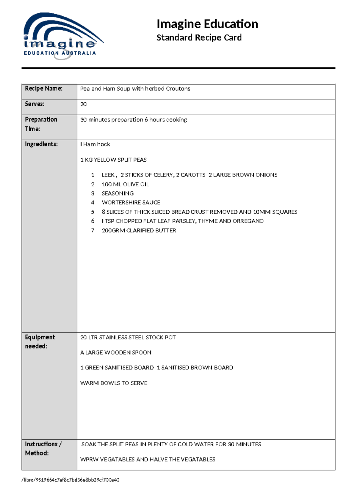 Sithkop 012 Standard Recipe Card PEA and Ham1.1 (46)-1 - Recipe Name ...