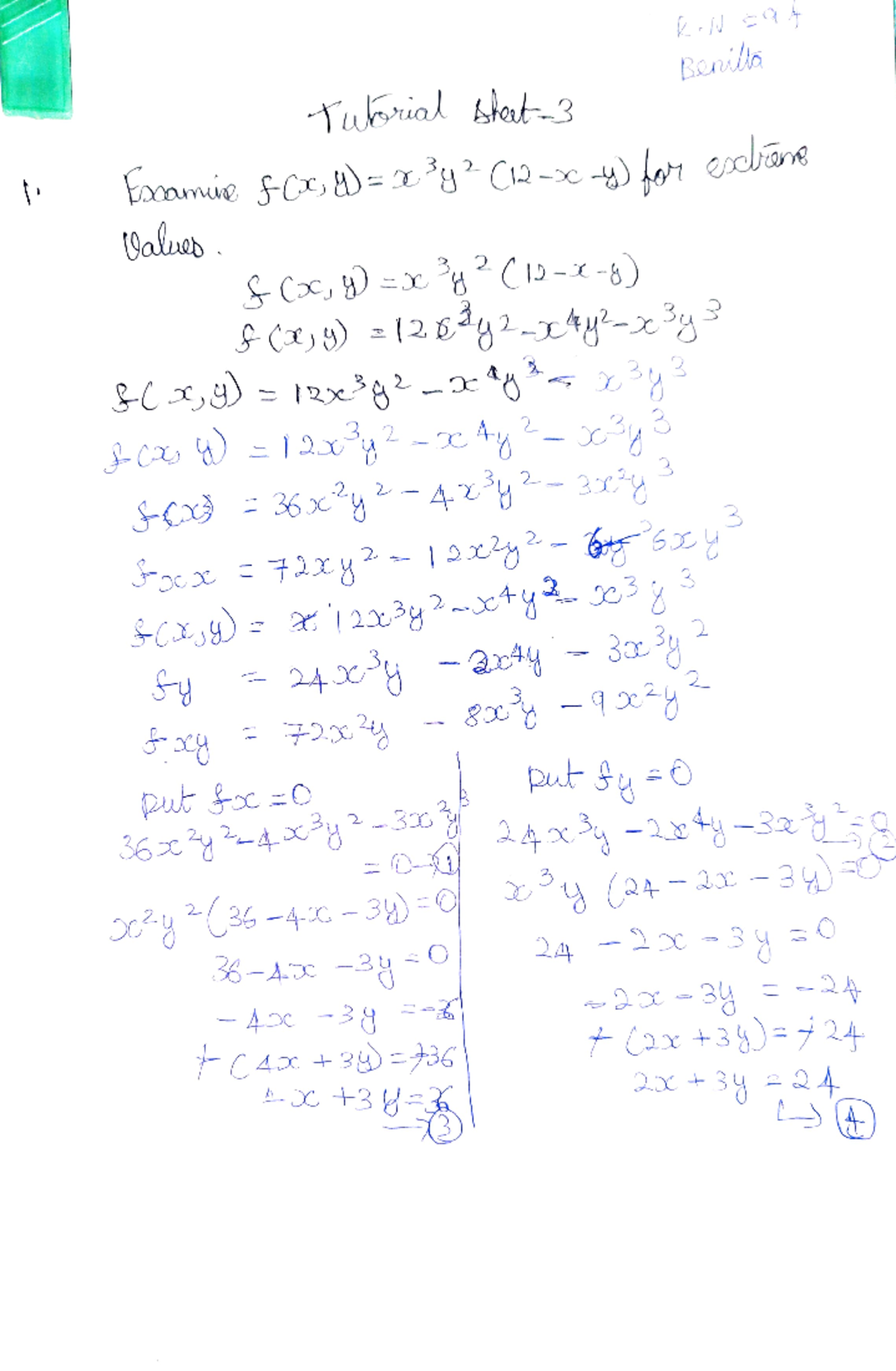 2tutorial 3 - (h) (8-x-1),= cBe- 4 +3 - t 8 2414 -2ty -3c DC = 6 4 c ...