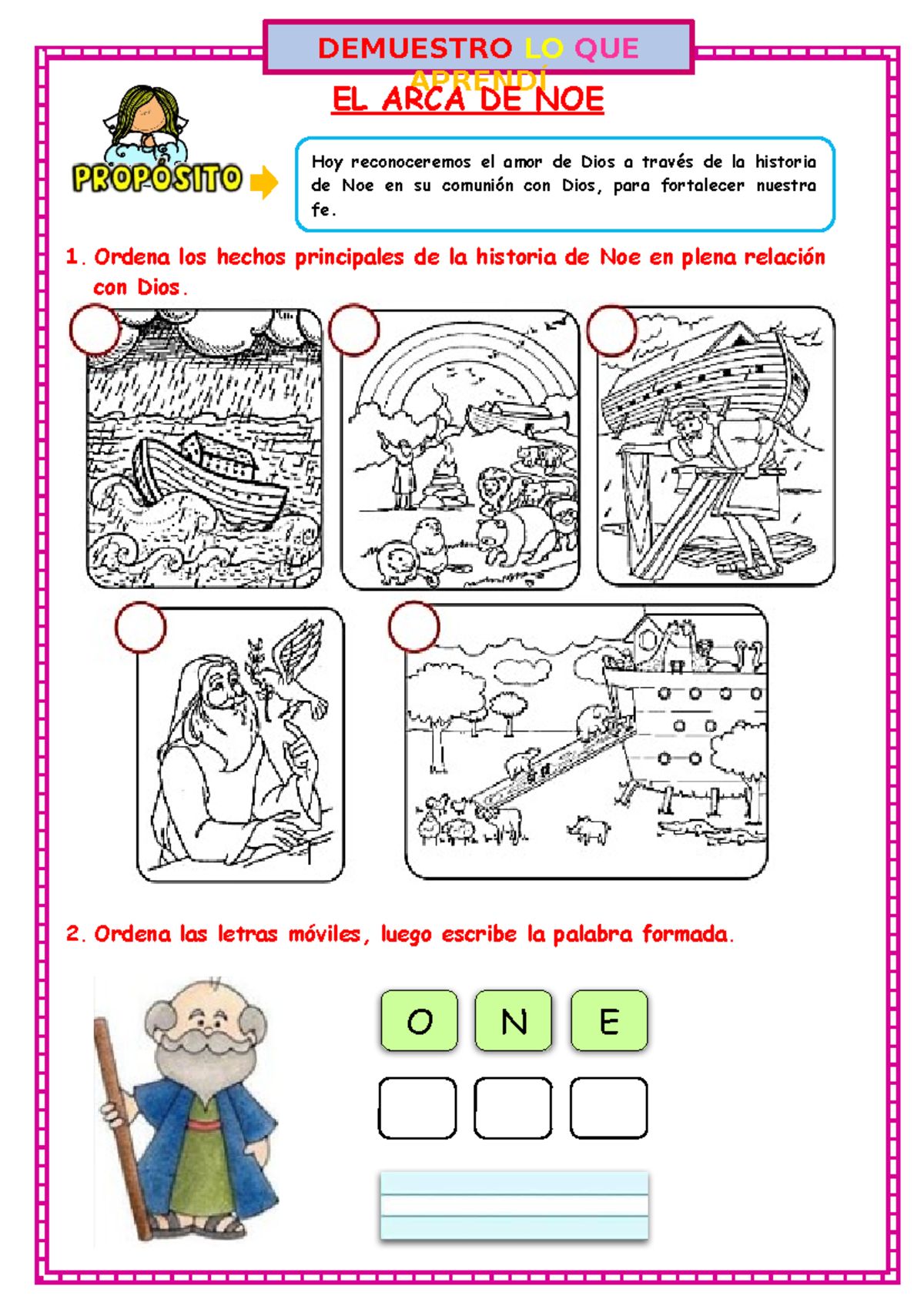 01. Ficha Religion- Religión EL ARCA DE NOE - APRENDÍ EL ARCA DE NOE 1 ...
